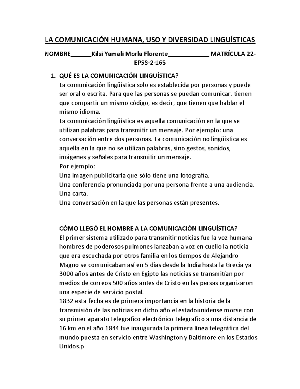 067116 LA C0 Municaci 0N Humana - LA COMUNICACI”N HUMANA, USO Y DIVERSIDAD LINGUÕSTICAS - StuDocu
