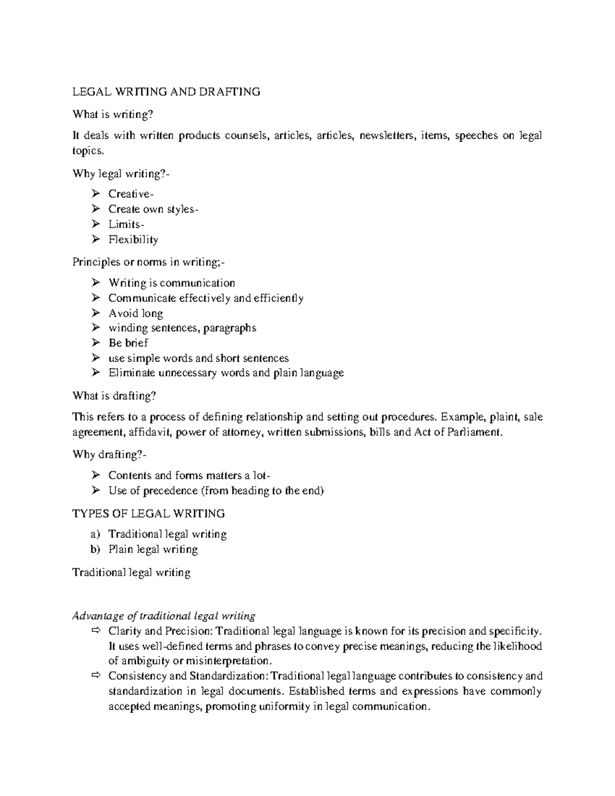 Legal Draft LS 103 - LEGAL WRITING AND DRAFTING What is writing? It ...