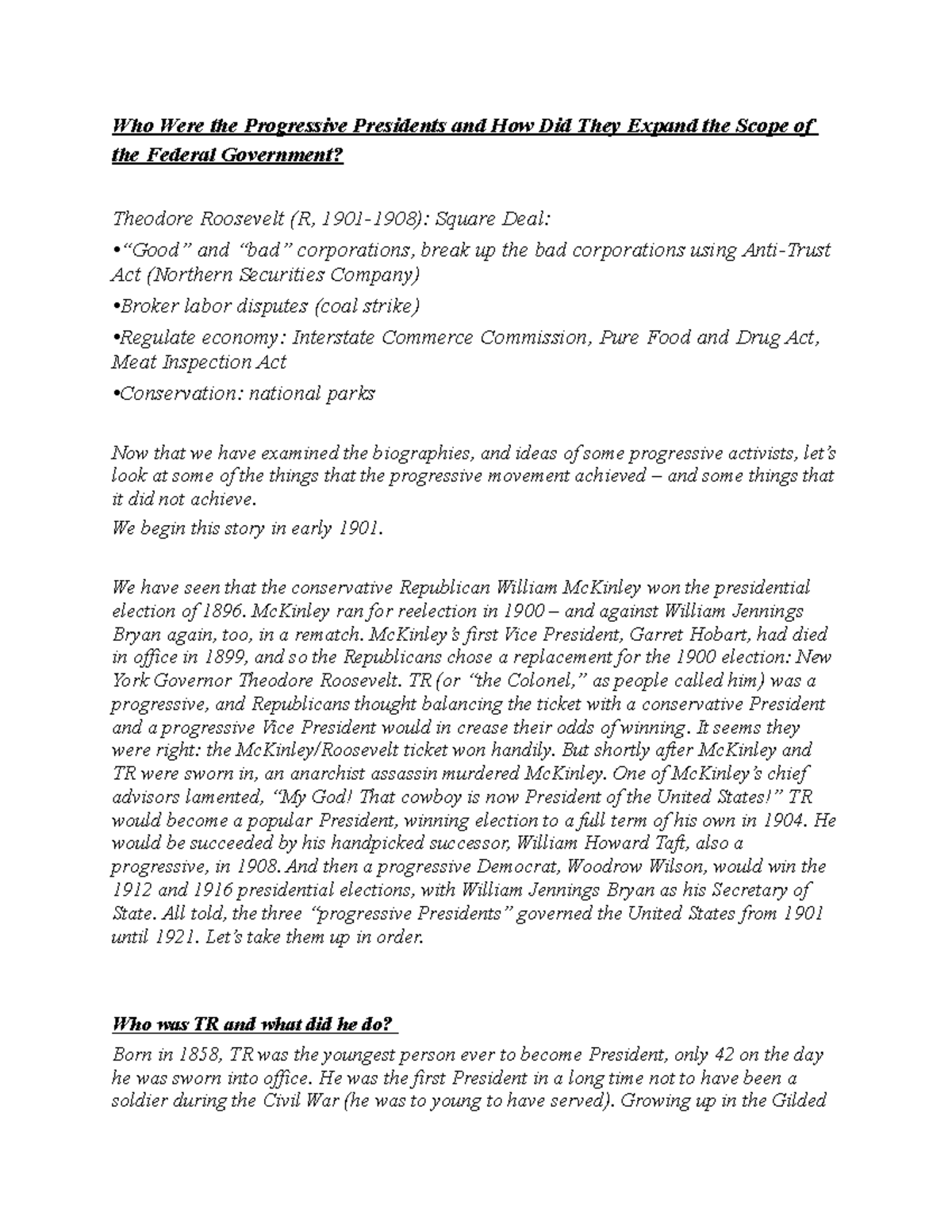 History The progressive Era - Teddy Roosevelt (p.3) - Who Were the ...