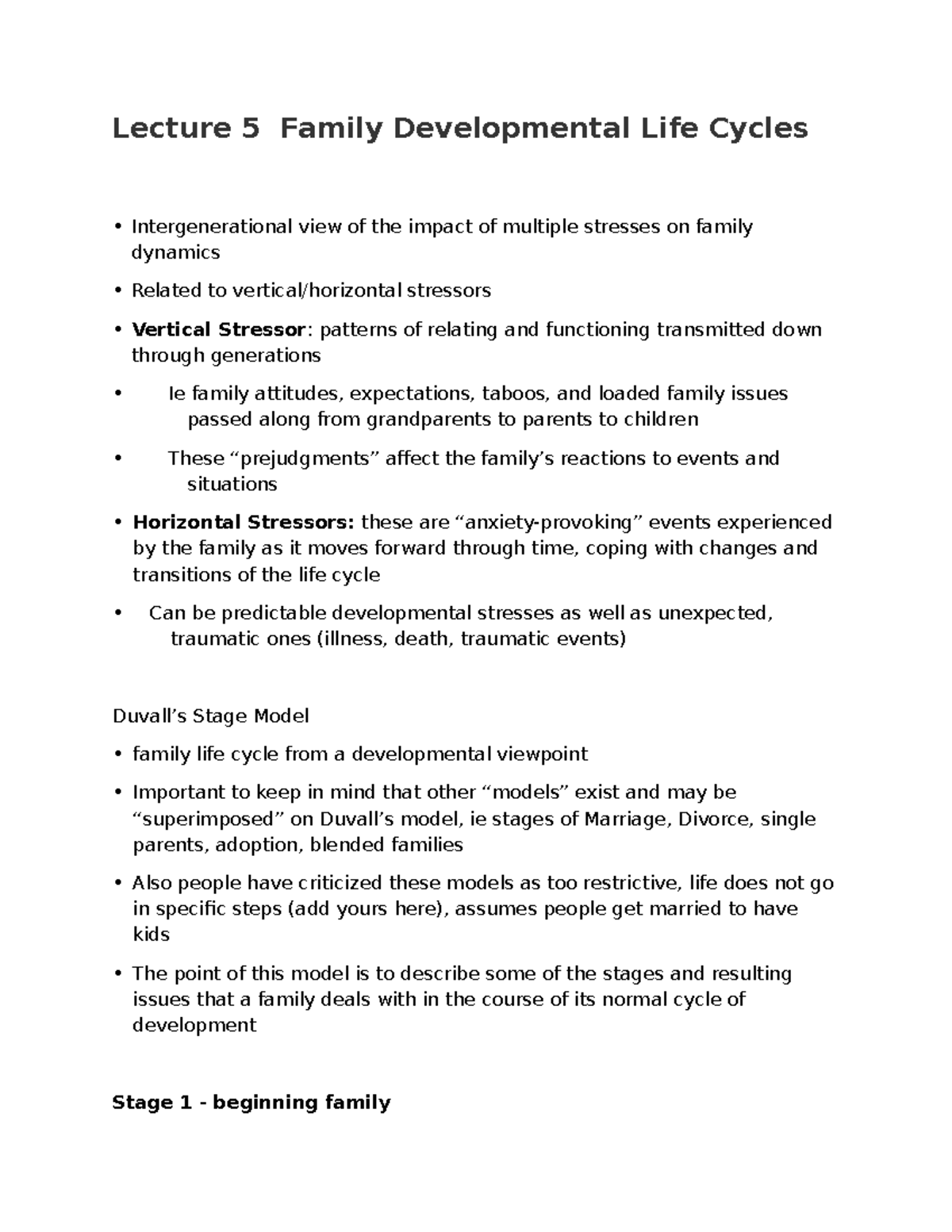Lecture 5 Family Developmental Life Cycles - Studocu