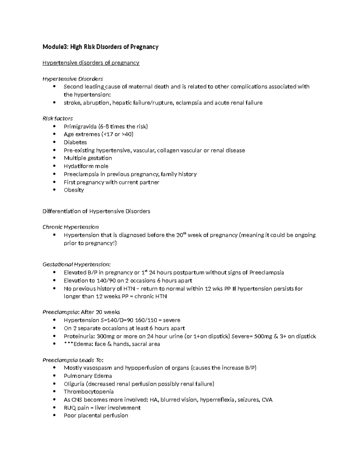 Module 3 High Risk Conditions Note Taking Guide-1 - Module3: High Risk ...