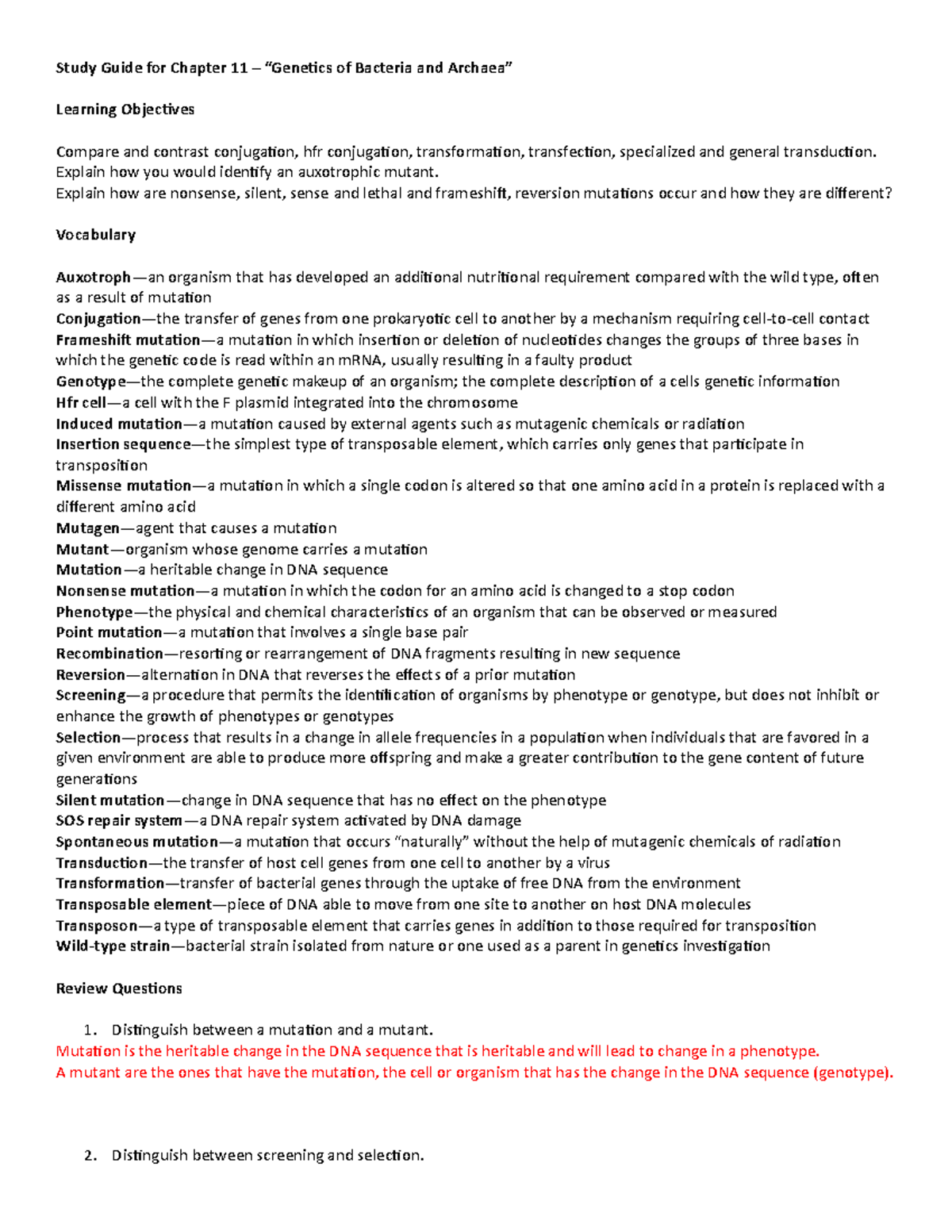 Study Guide for Chapter 11 microbiology - Study Guide for Chapter 11 ...