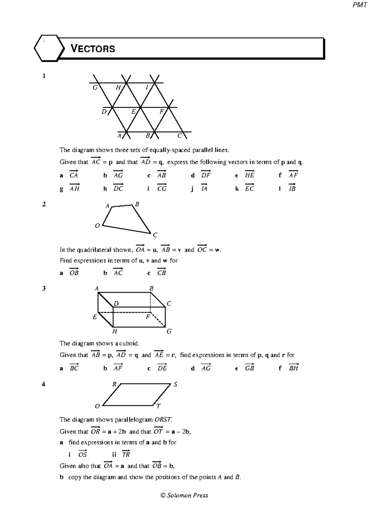 1a. Vectors - notes - Solomon Press VECTORS 1 G H I D E F A B C The ...