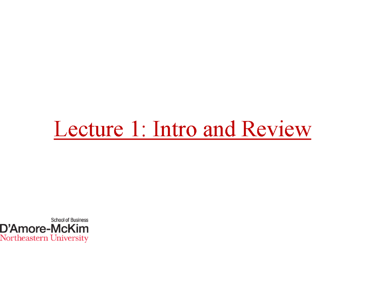 Lecture 1 - Lecture 1: Intro and Review Outline ï Syllabus ï ...