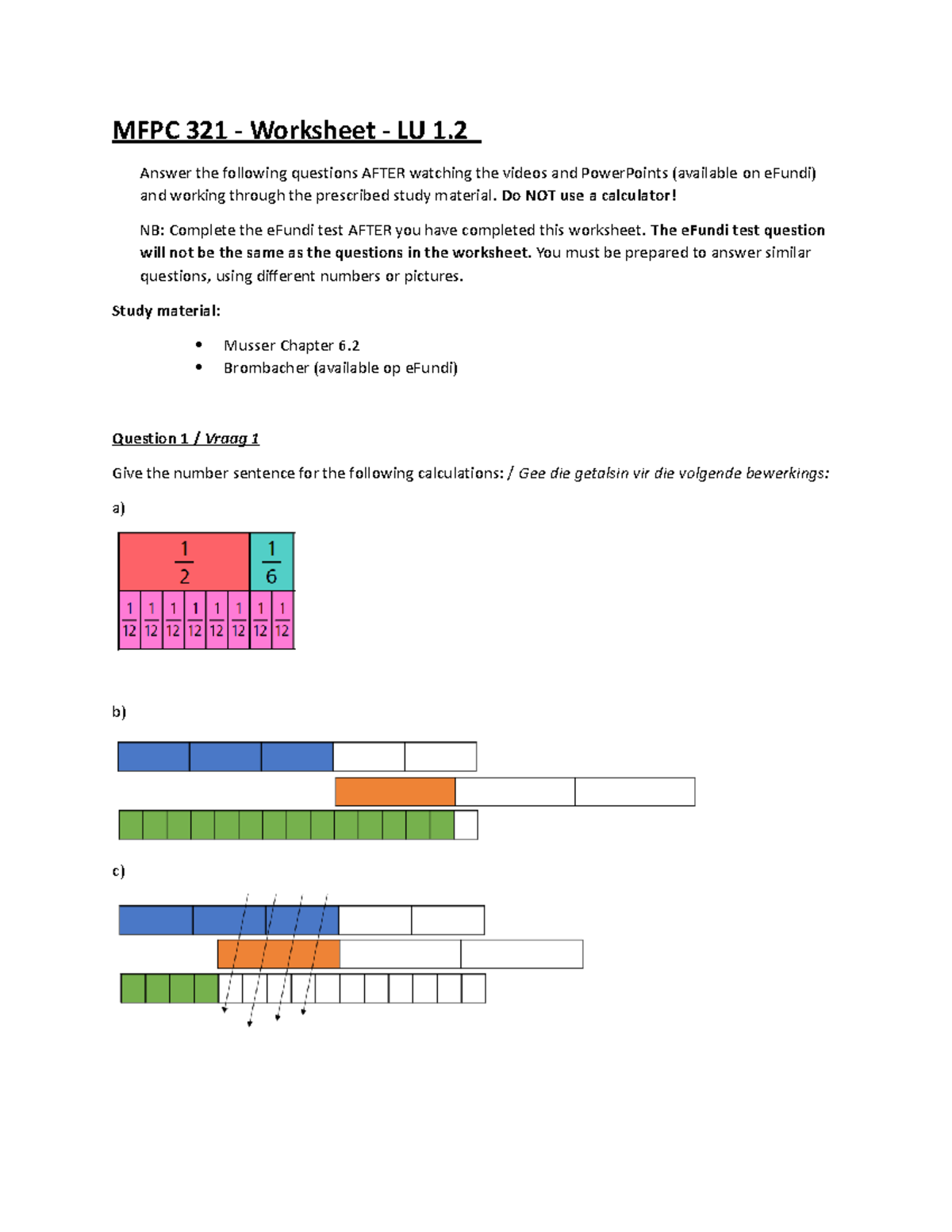 321 - Worksheet LU 1 - MFPC 321 - Worksheet - LU 1. Answer the ...