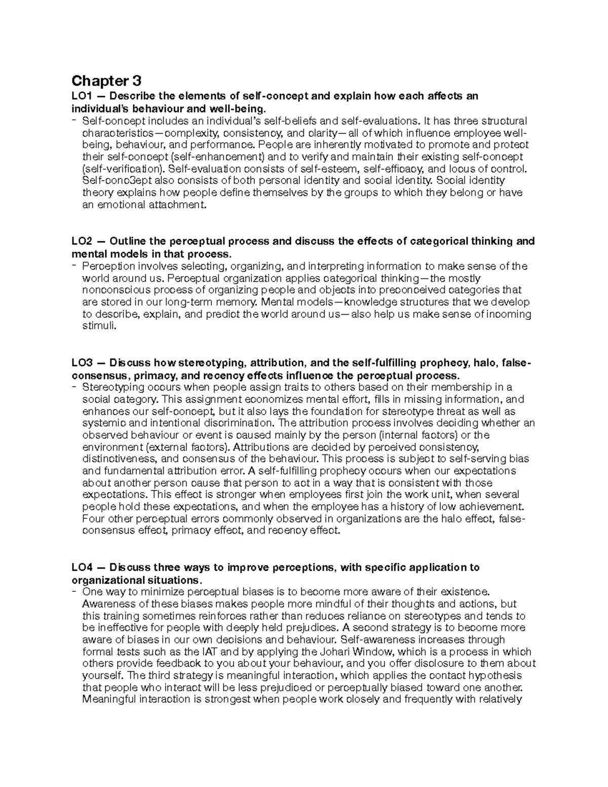 GMGT 2070 - Chapter summary 3 - Chapter 3 LO1 — Describe the elements ...