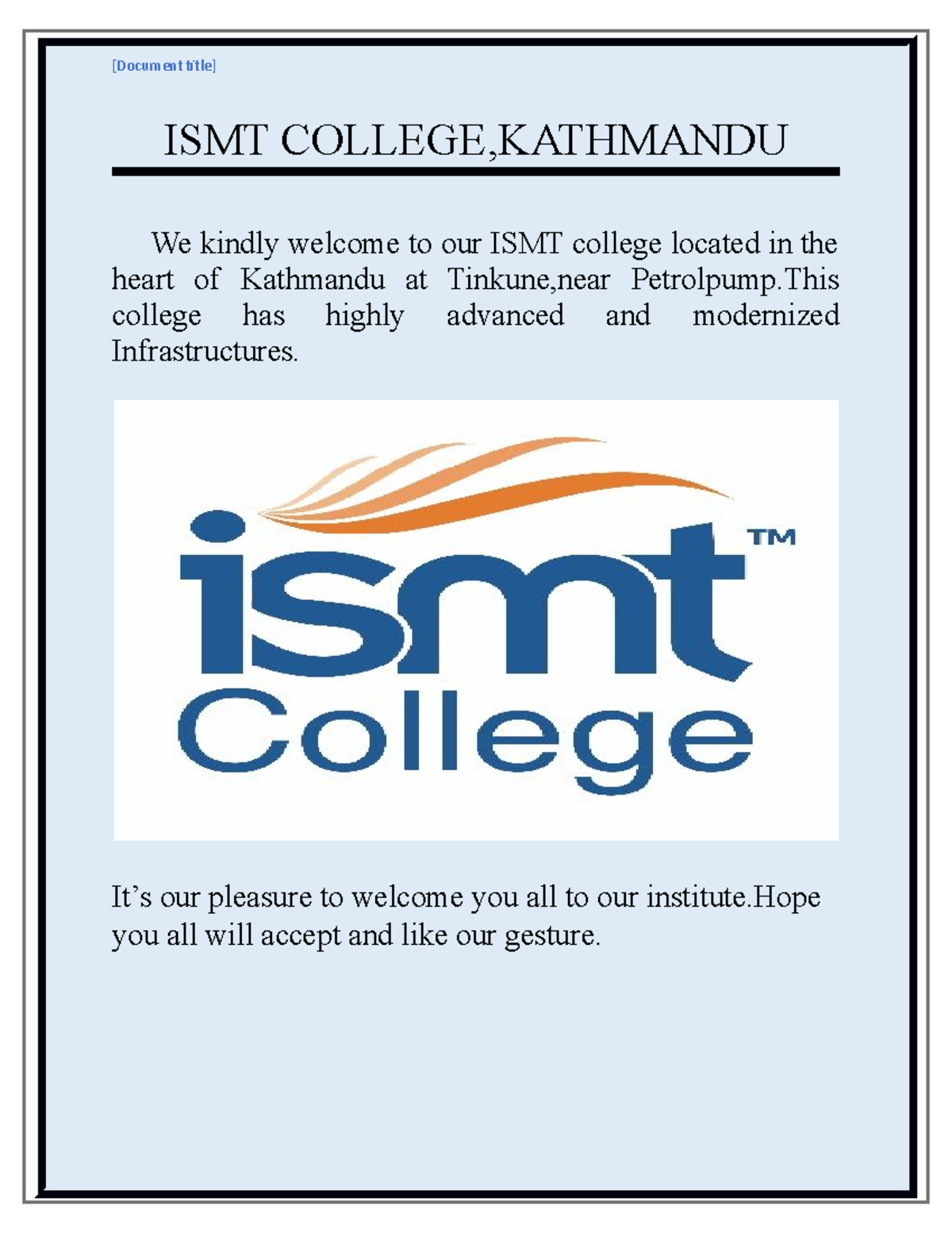 C-programming - Thank You - [Document title] ISMT COLLEGE,KATHMANDU We ...