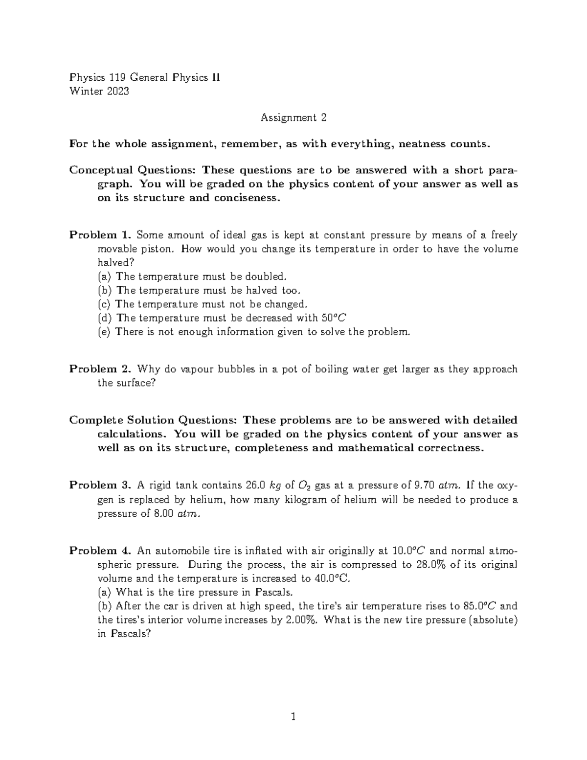 Assignment 2 W23 - Physics 119 General Physics II Winter 2023 Assignment 2 For the whole ...