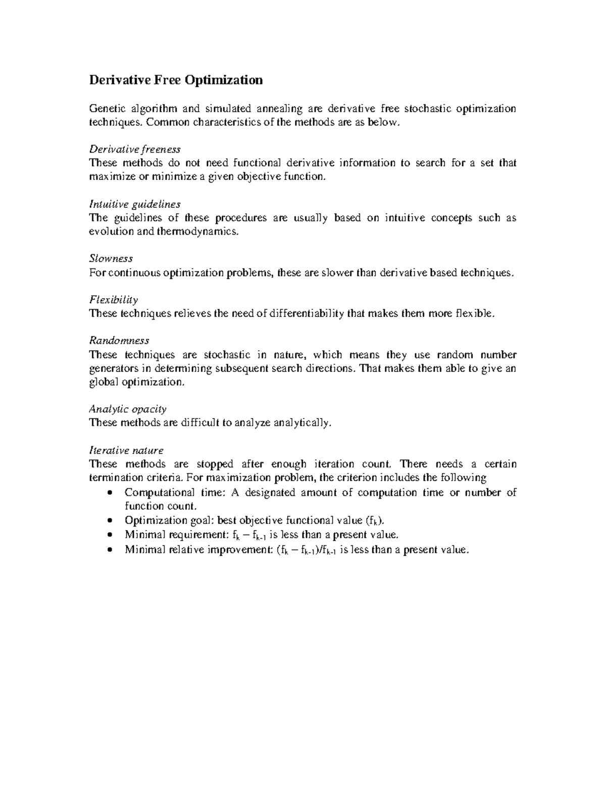 Derivative Free Optimization GA - Derivative Free Optimization Genetic ...