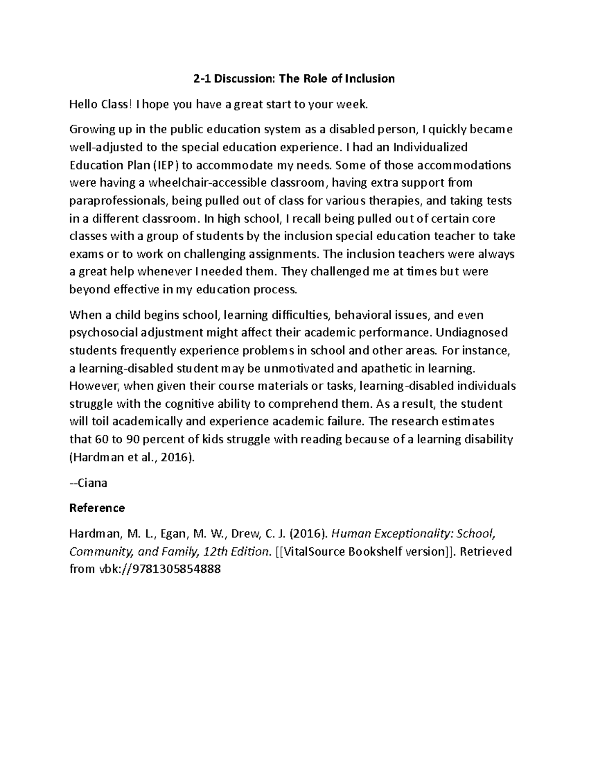 DB 2 - Your active participation in the discussion forums is essential ...