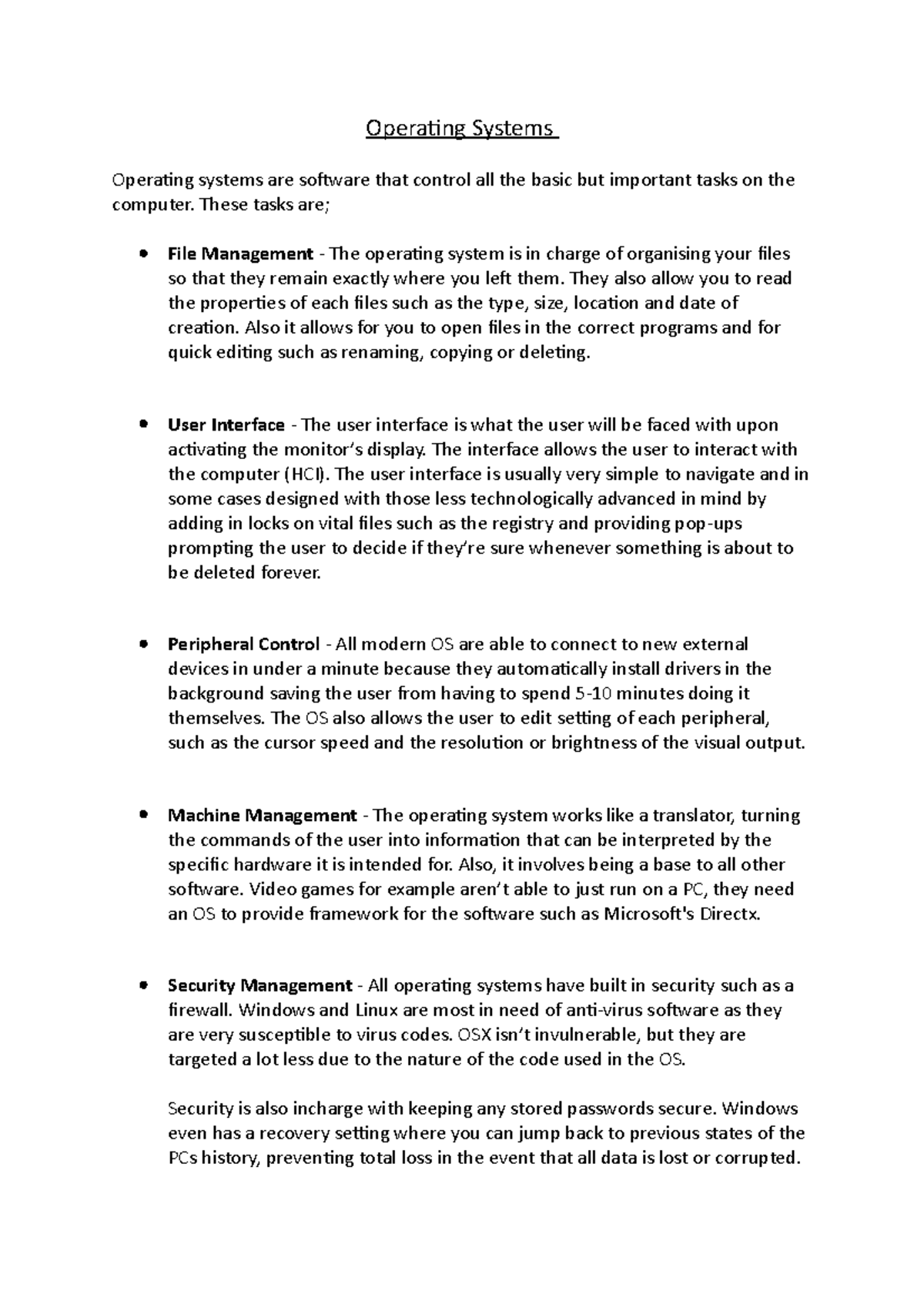 Operating Systems - Operating Systems Operating systems are software ...