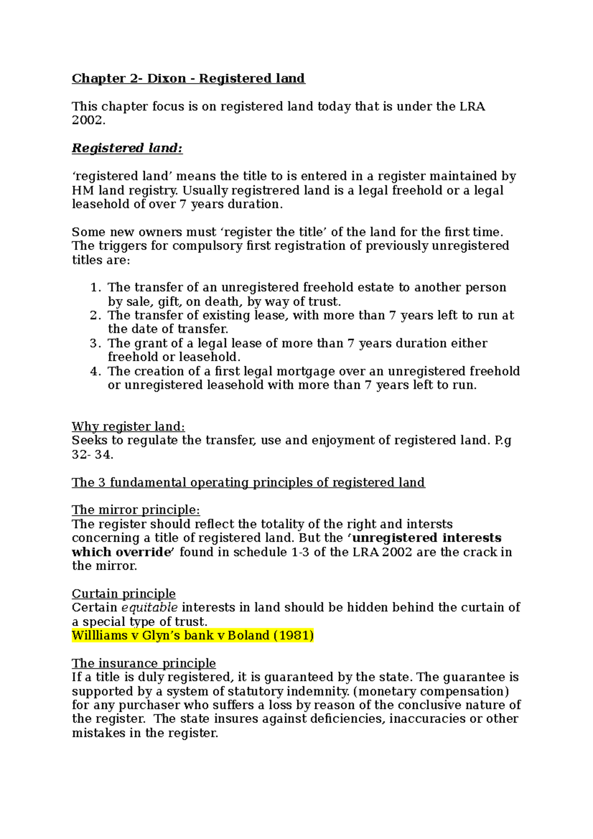 Chapter 2 Dixon Registered Land Chapter 2 Dixon Registered Land