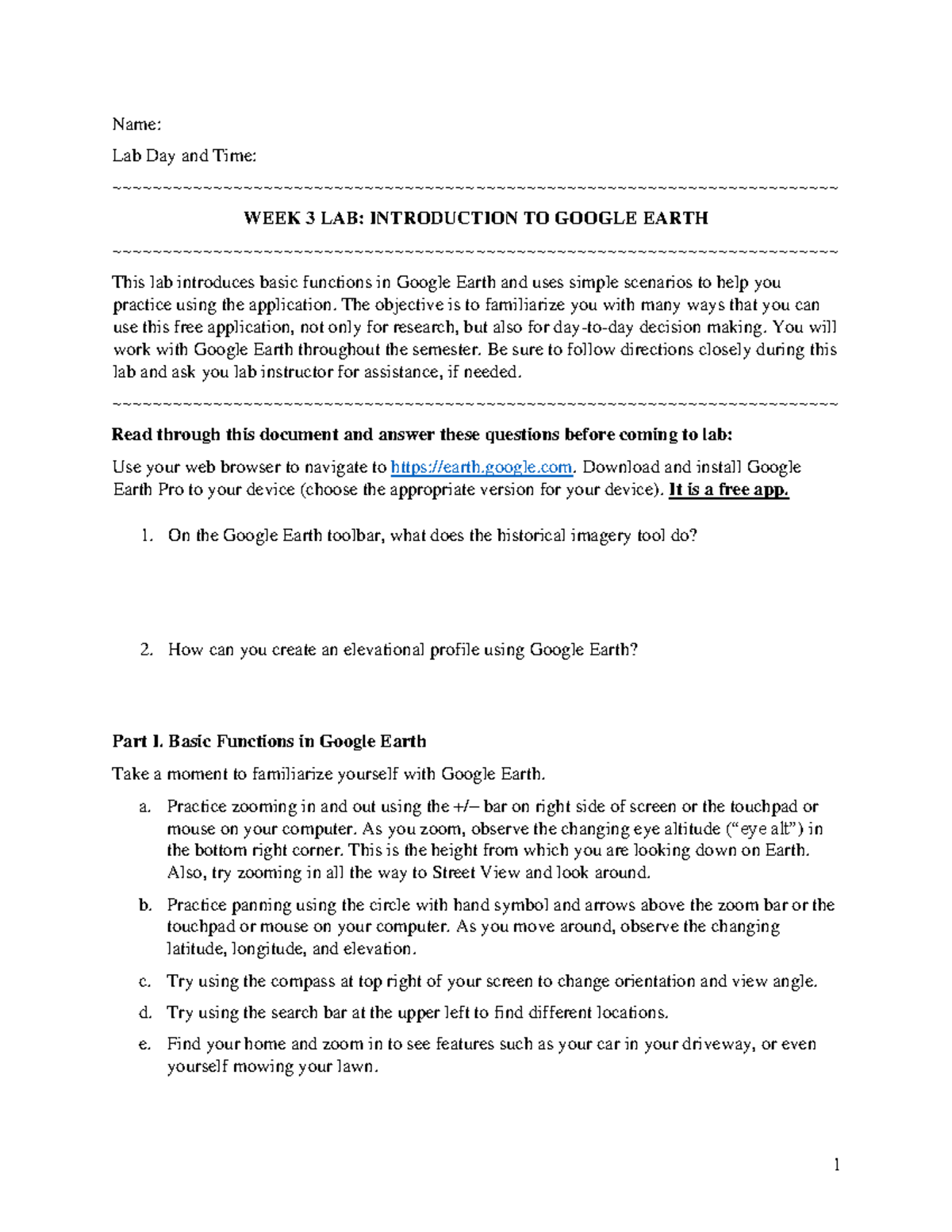 GEOG 132 Week 03 Lab - Google Earth - Name: Lab Day and Time: WEEK 3 LAB: INTRODUCTION TO GOOGLE ...