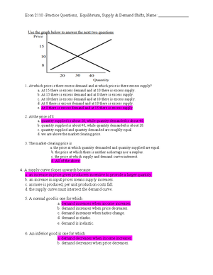 Exam 3-Practice questions-answers - Econ 211 Practice Questions for ...