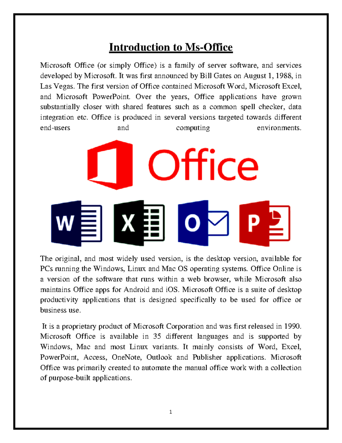 Akshay PDF - Hhhhhh - Introduction to Ms-Office Microsoft Office (or ...