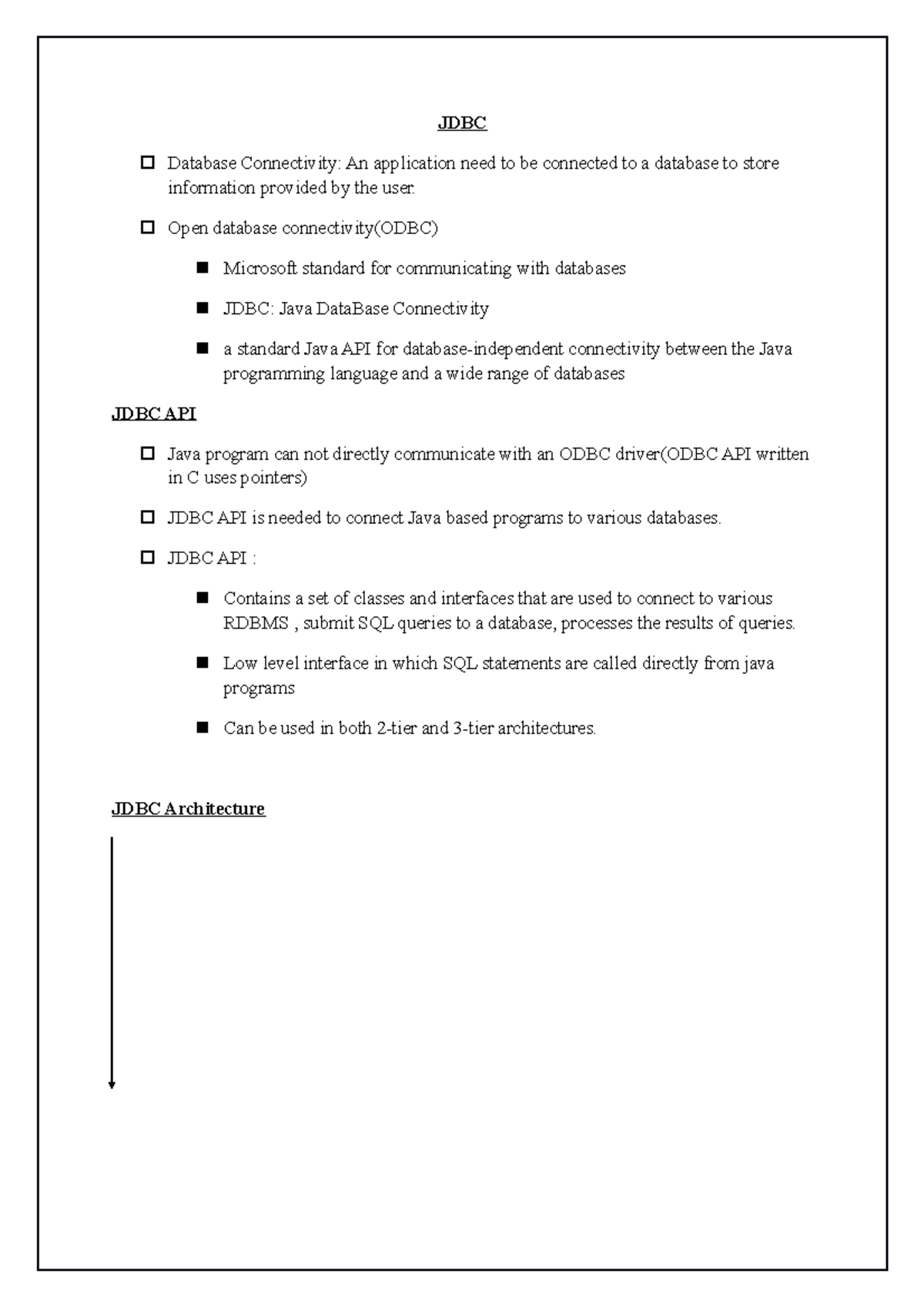 Java Database Connectivity Jdbc Database Connectivity An Application Need To Be Connected To