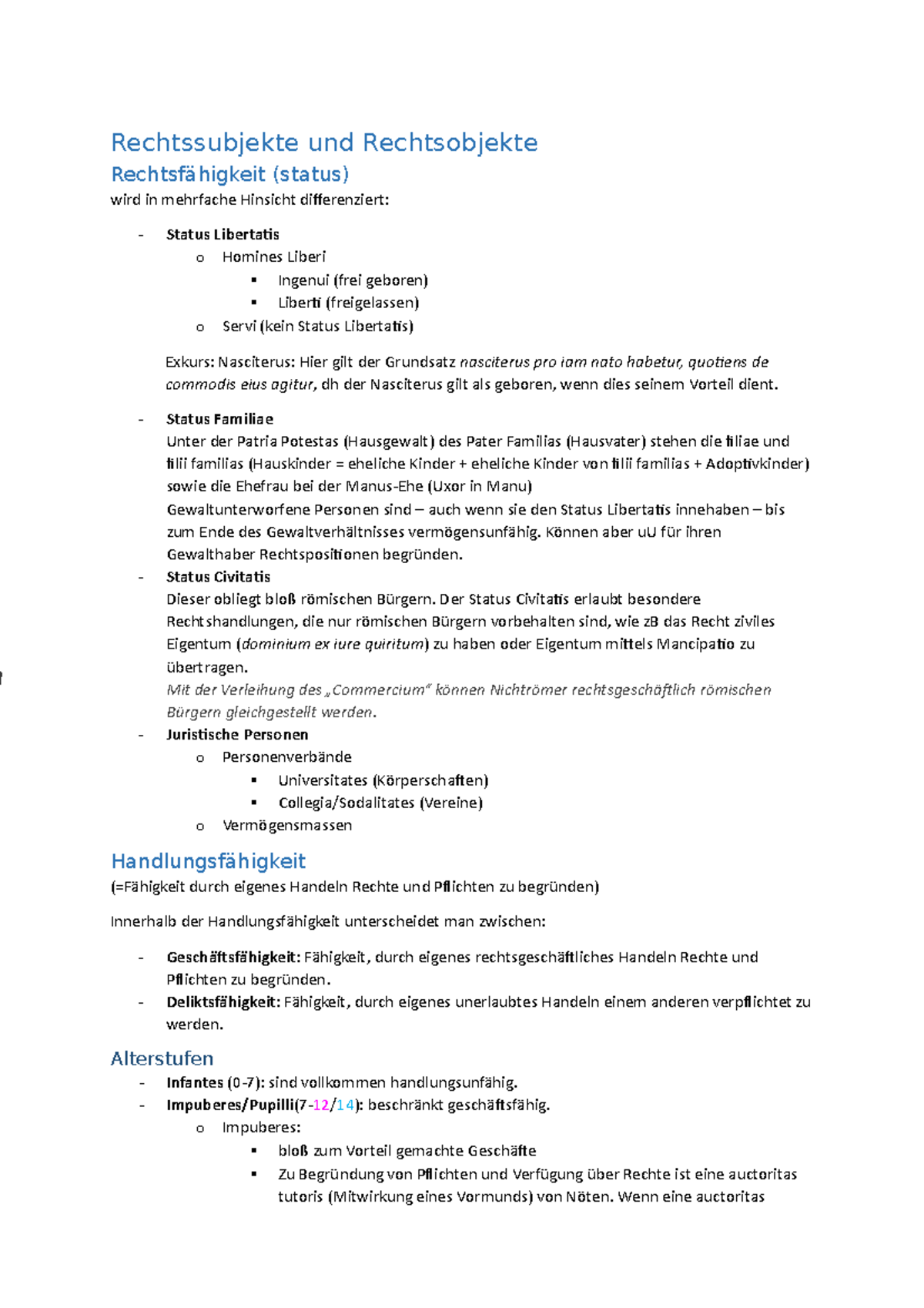 1. Einleitung - Sachenrecht - Rechtssubjekte und Rechtsobjekte ...