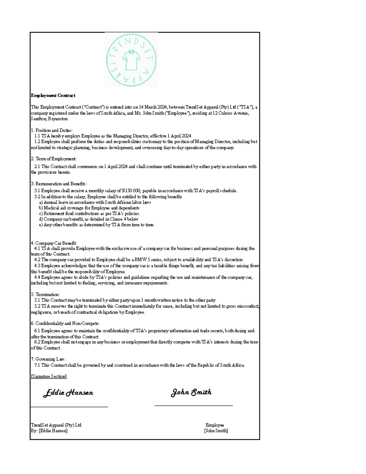 Annexure 5 Appointment letter - Employment Contract This Employment ...