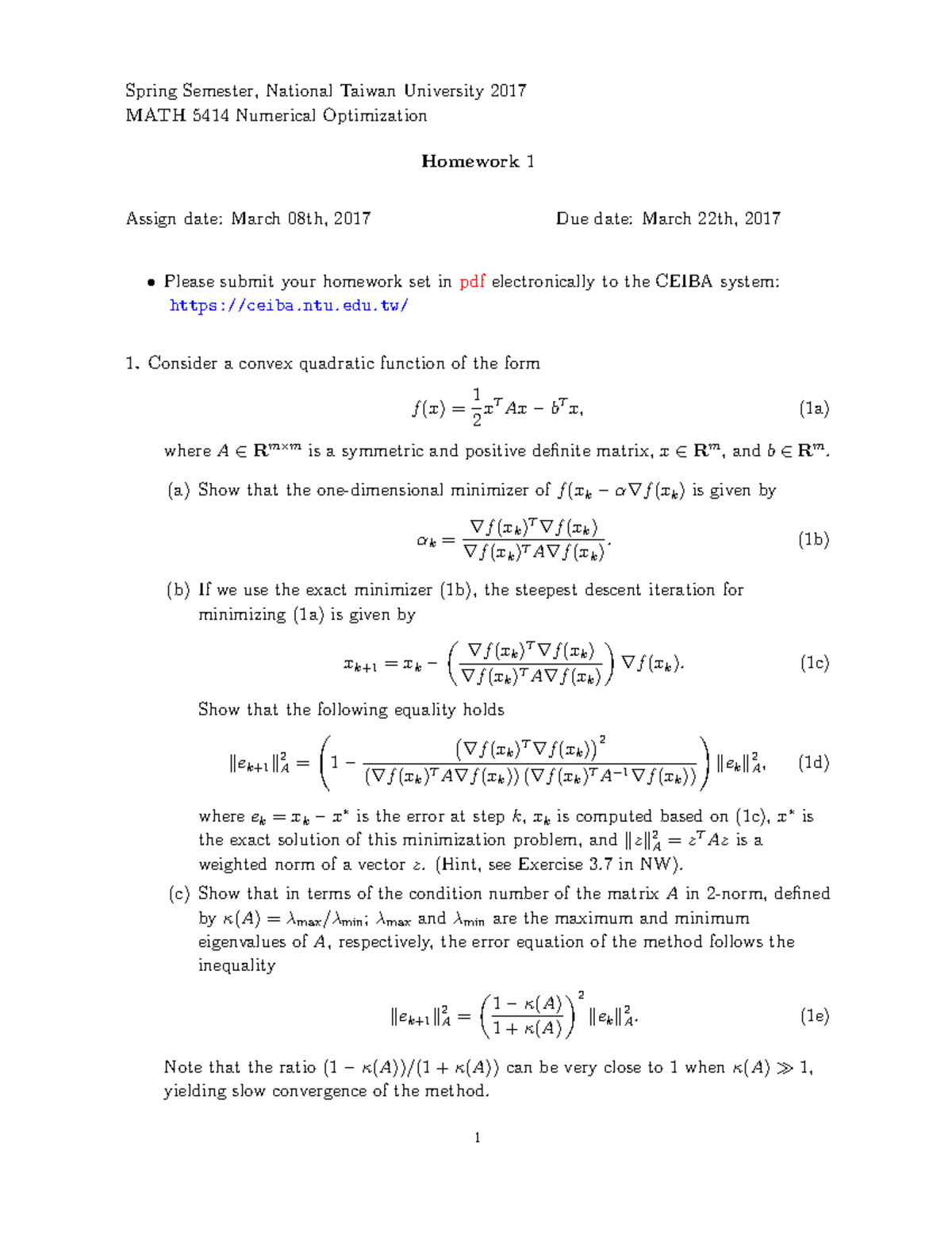 Nopt hw1 - MATH 5414 Numerical Optimization Homework 1 - Spring ...
