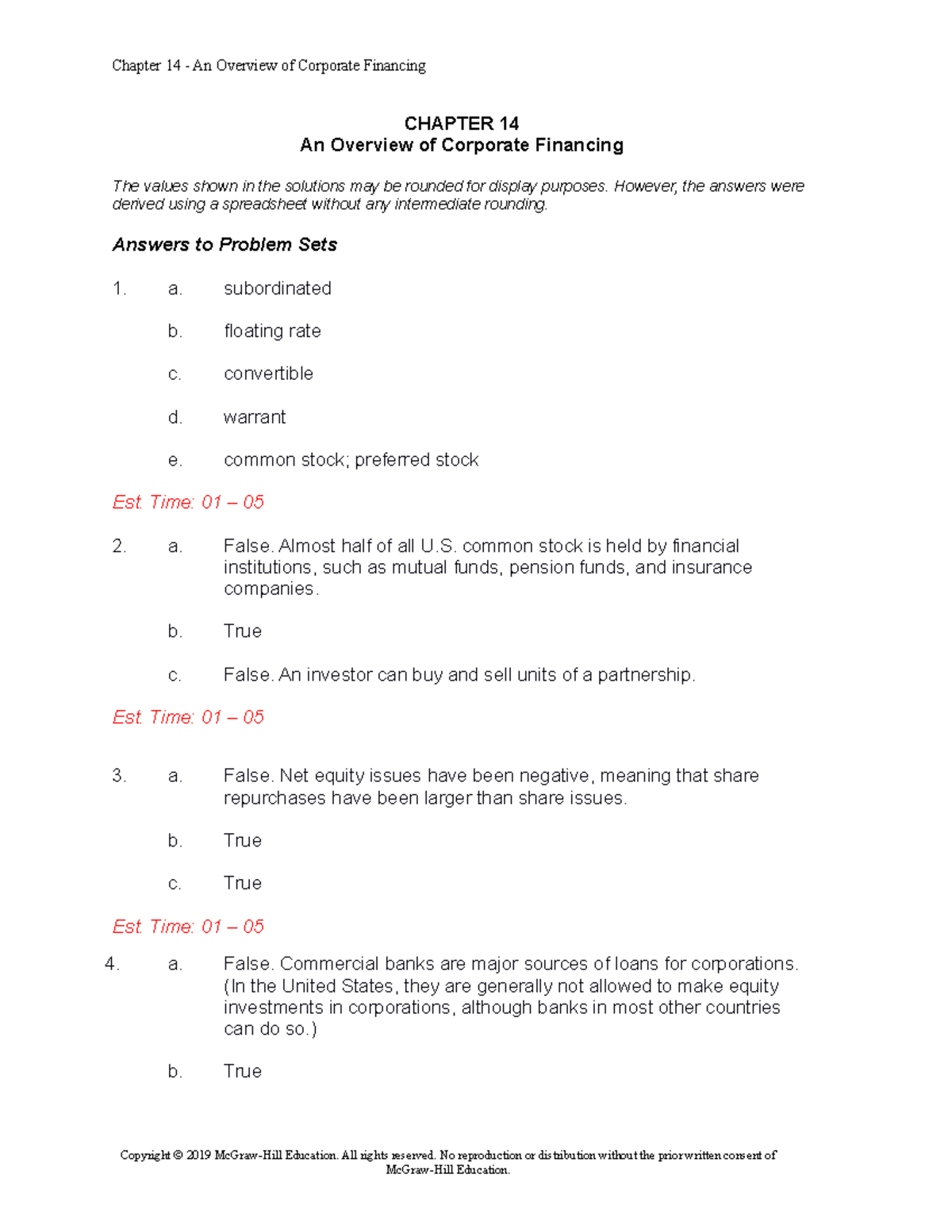 Brealey Principles of Corporate Finance 13e Chap14 SM - CHAPTER 14 An ...