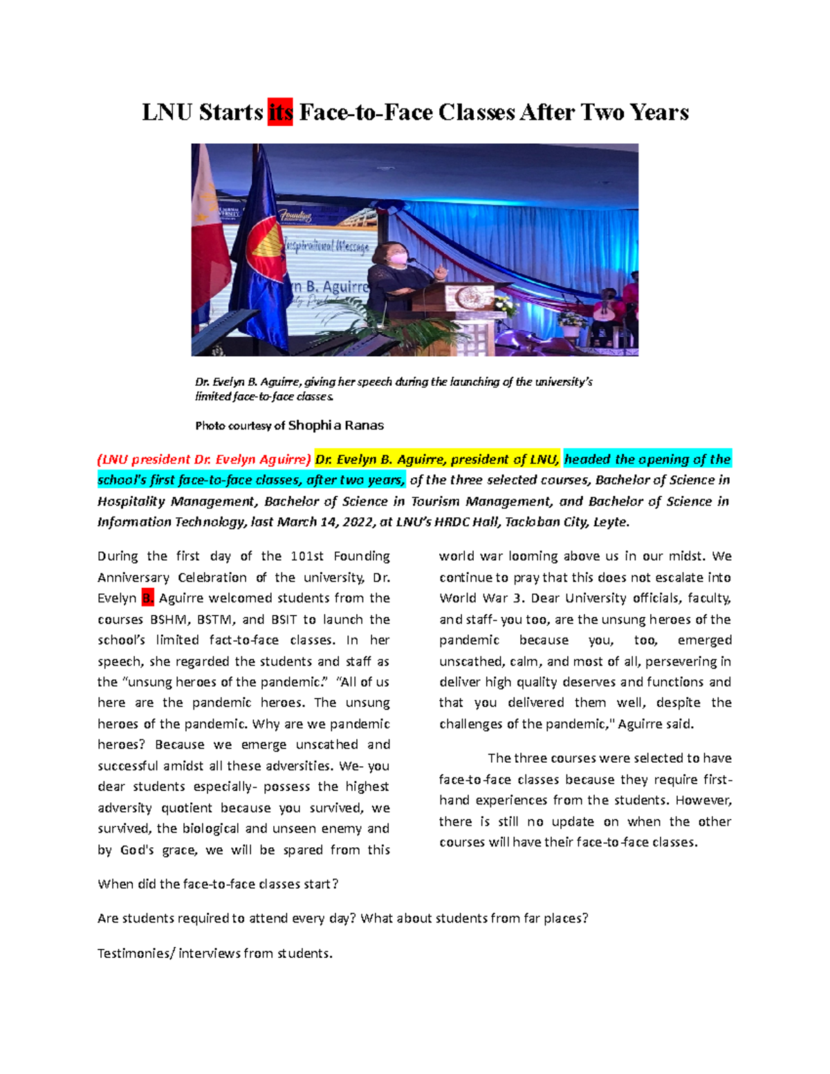 -FTF - asdasdasdas - LNU Starts its Face-to-Face Classes After Two ...