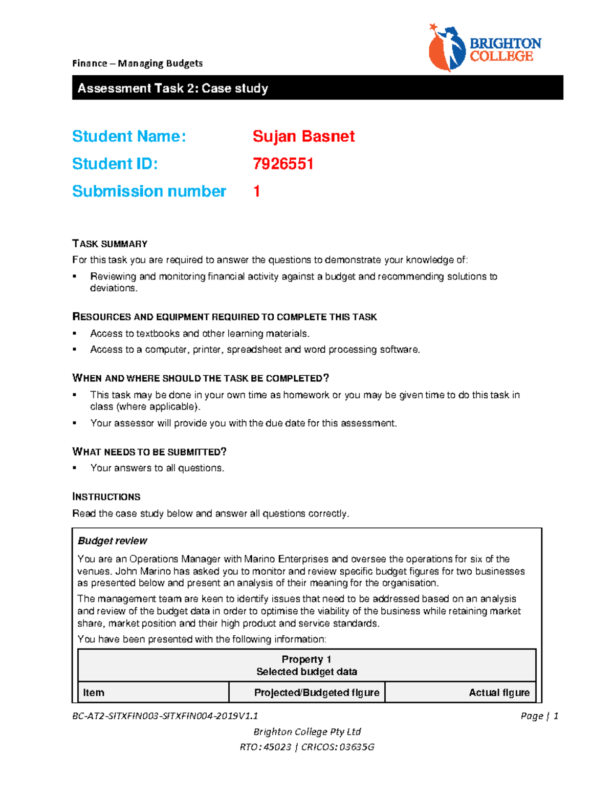 Sitxfin 003 Sujan Basnet AT2 A1 [S1] - BC-AT2-SITXFIN003-SITXFIN004 ...