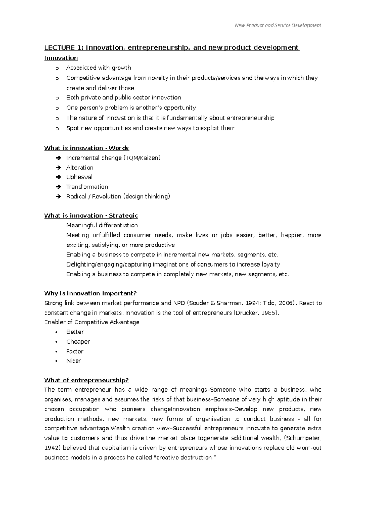 New Product and Service Development lecture - LECTURE 1: I nnovation ...