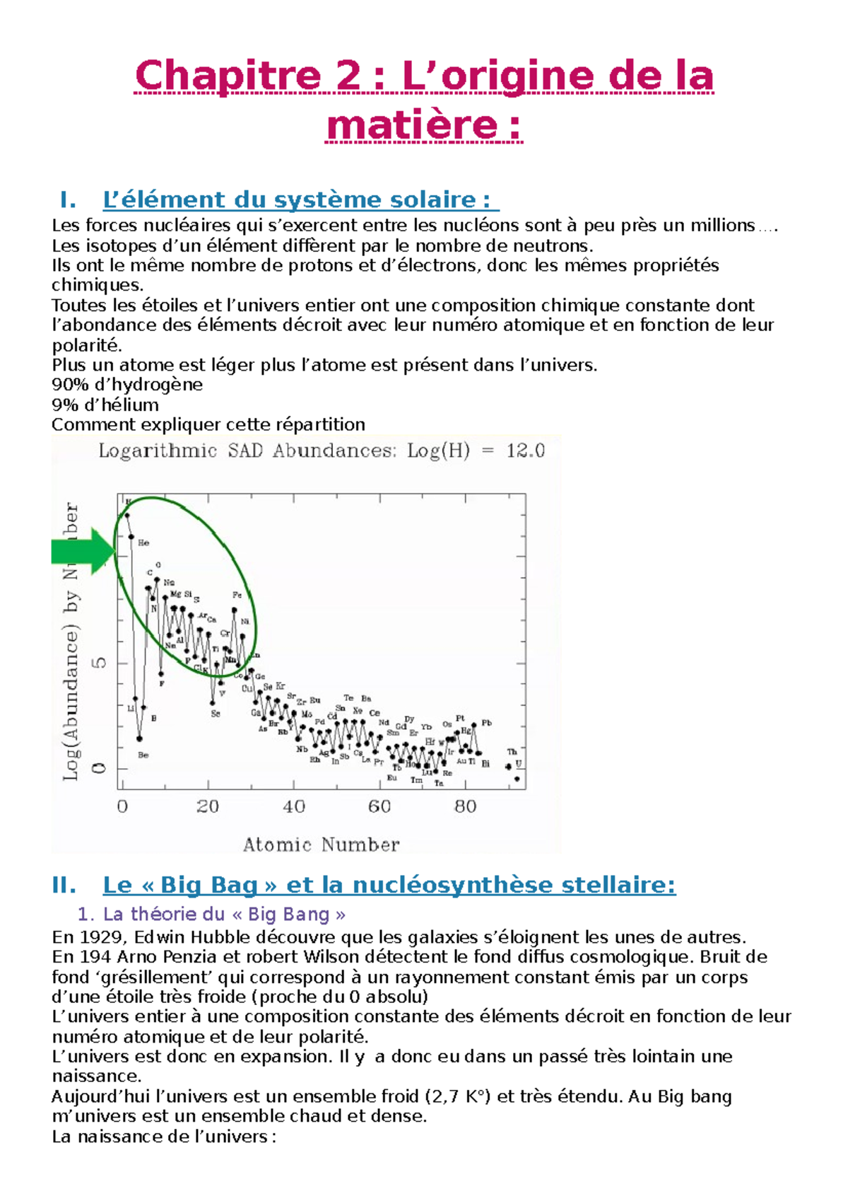 Chap.2-L'origine de la matière 2020 L1 svt - Géosciences - UCBL - Studocu