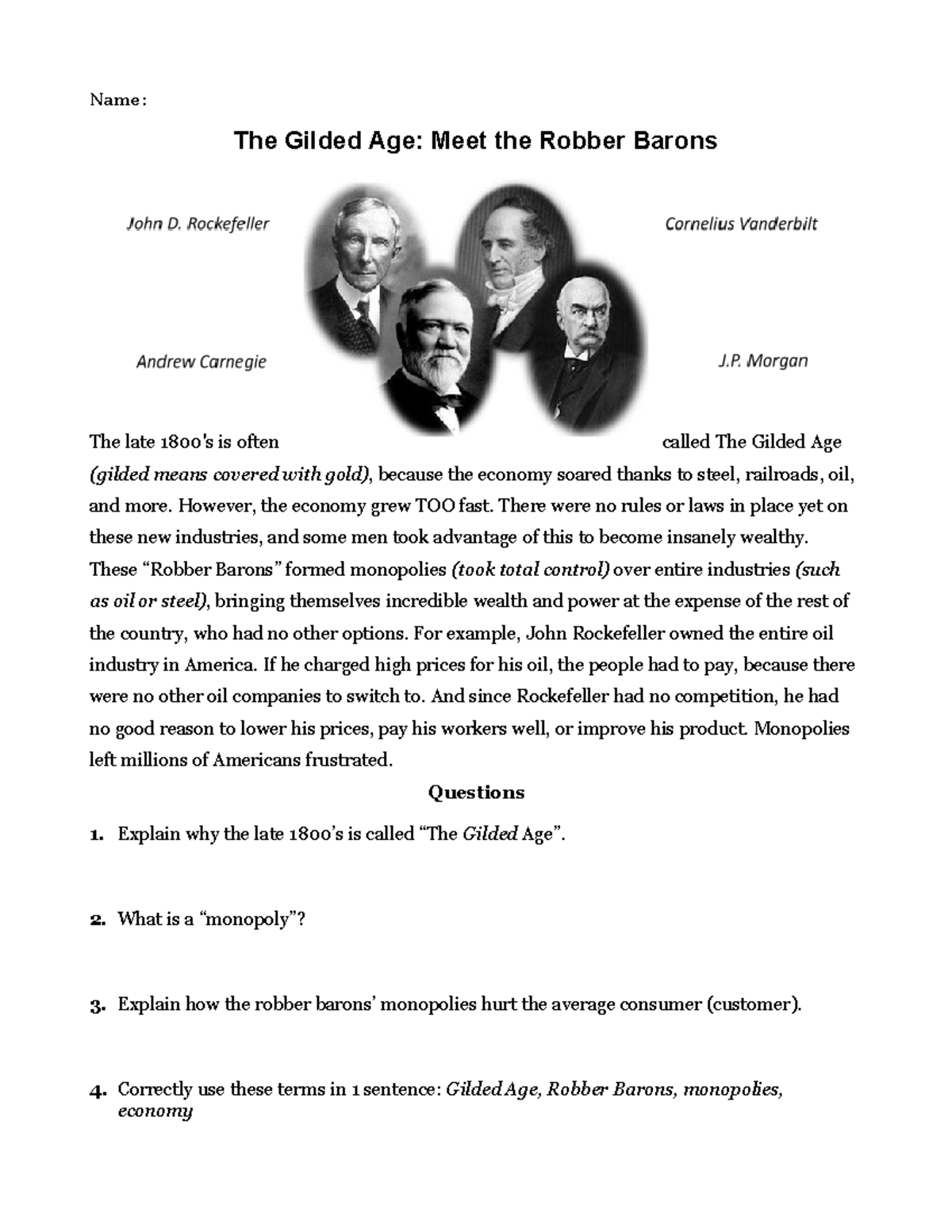 Ariana Yoder - Robber Barons Meet Carnegie Rockefeller Morgan ...