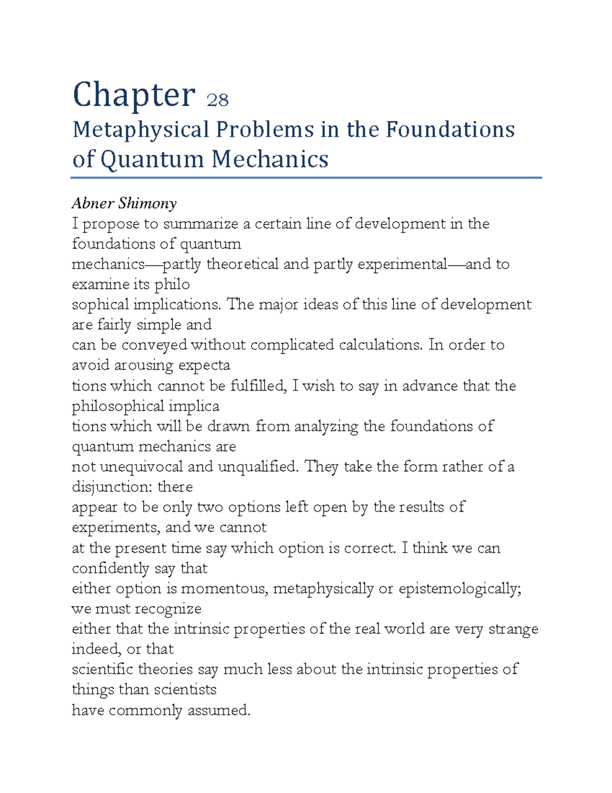 Chapter 28 Metaphysical Problems in the Foundations - The major ideas ...