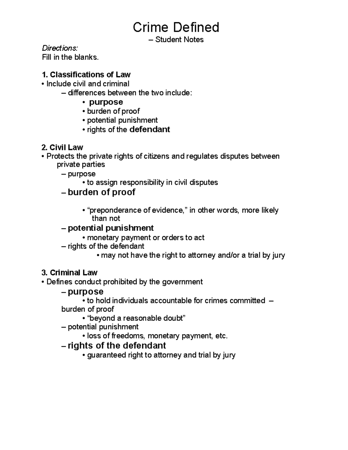 Student Notes-Crime Defined - Crime Defined – Student Notes Directions ...