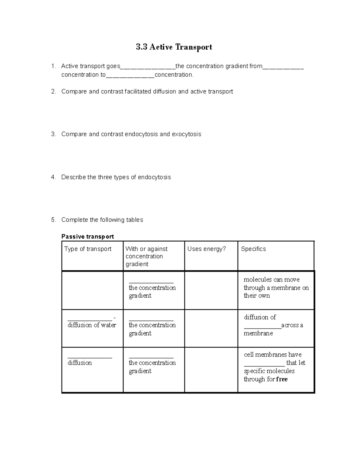 3.3 Active Transport - jbgbh - 3 Active Transport Active transport goes ...