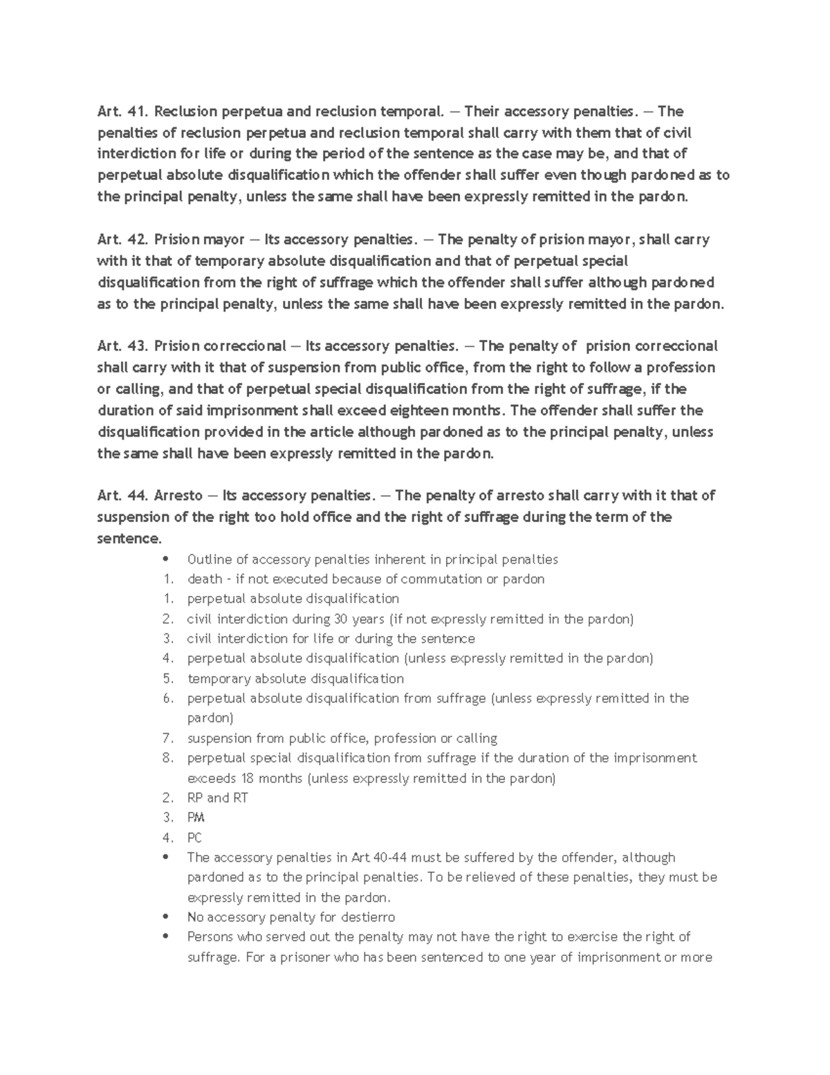ART-41-50 of the Revised Penal Code - Art. 41. Reclusion perpetua and ...