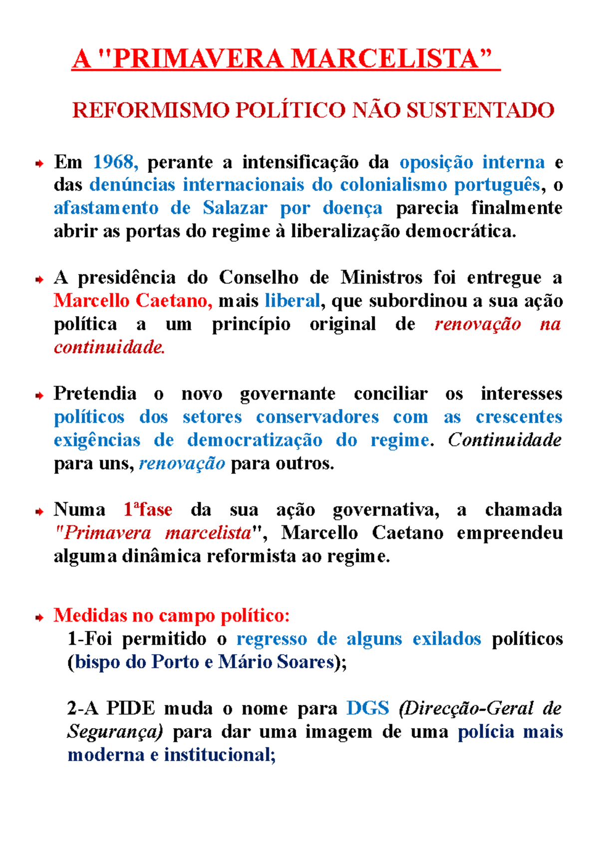 4-A Primavera Marcelista - A "PRIMAVERA MARCELISTA” REFORMISMO POLÍTICO ...