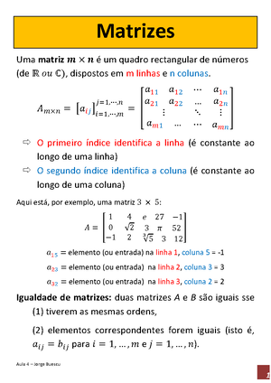 Aula 6 - Operações elementares, matrizes elementares - Aula 6- Jorge ...