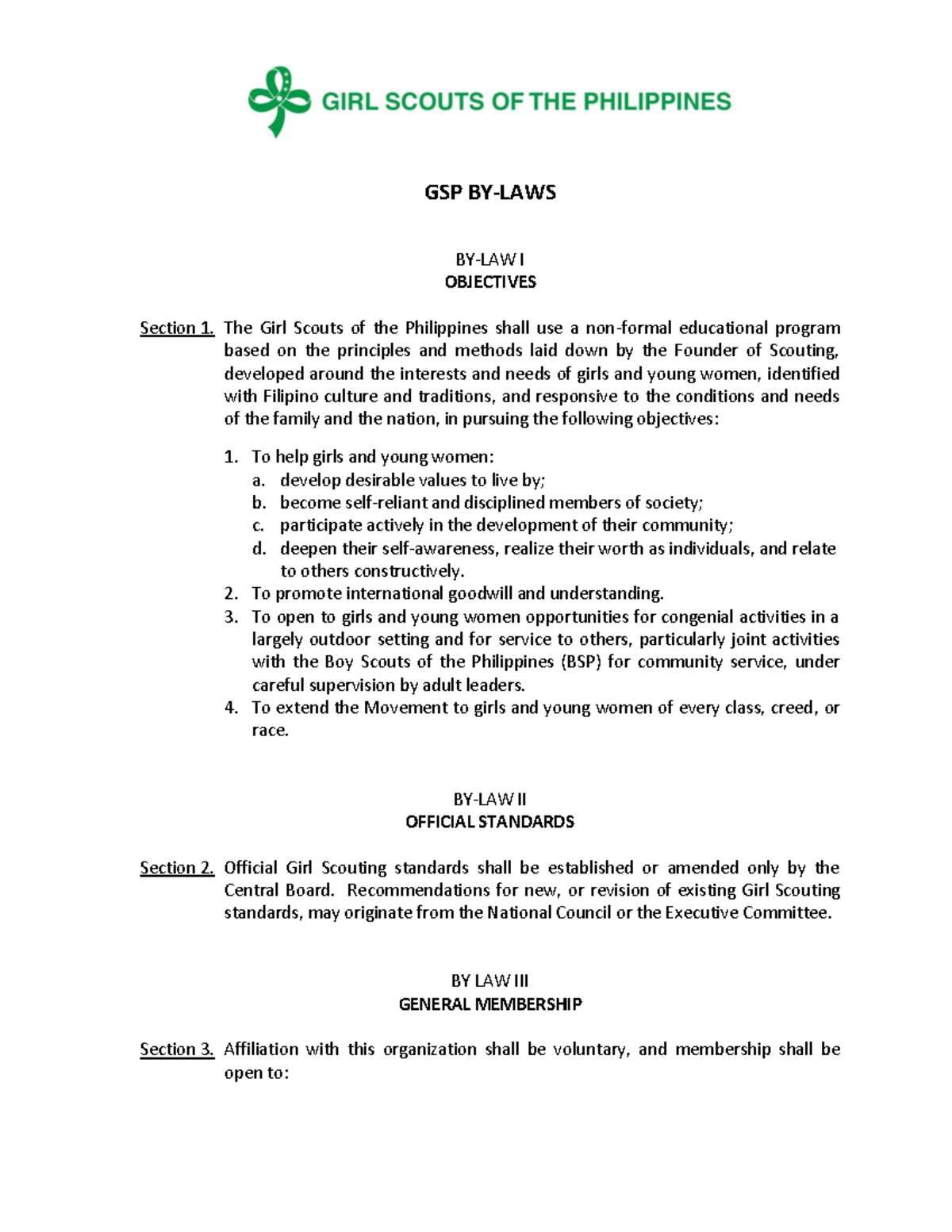 GSP By-Laws 2021-2024-shortbondpaper - GSP BY-LAWS BY-LAW I OBJECTIVES ...