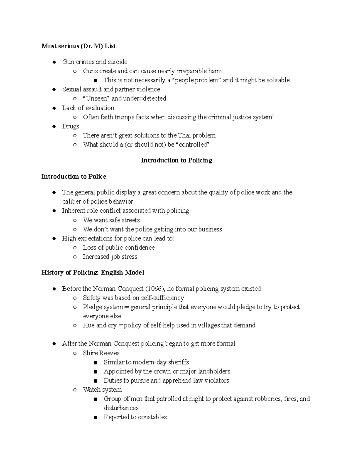Criminal Justice 10 - Google Docs - Most serious (Dr. M) List Gun ...