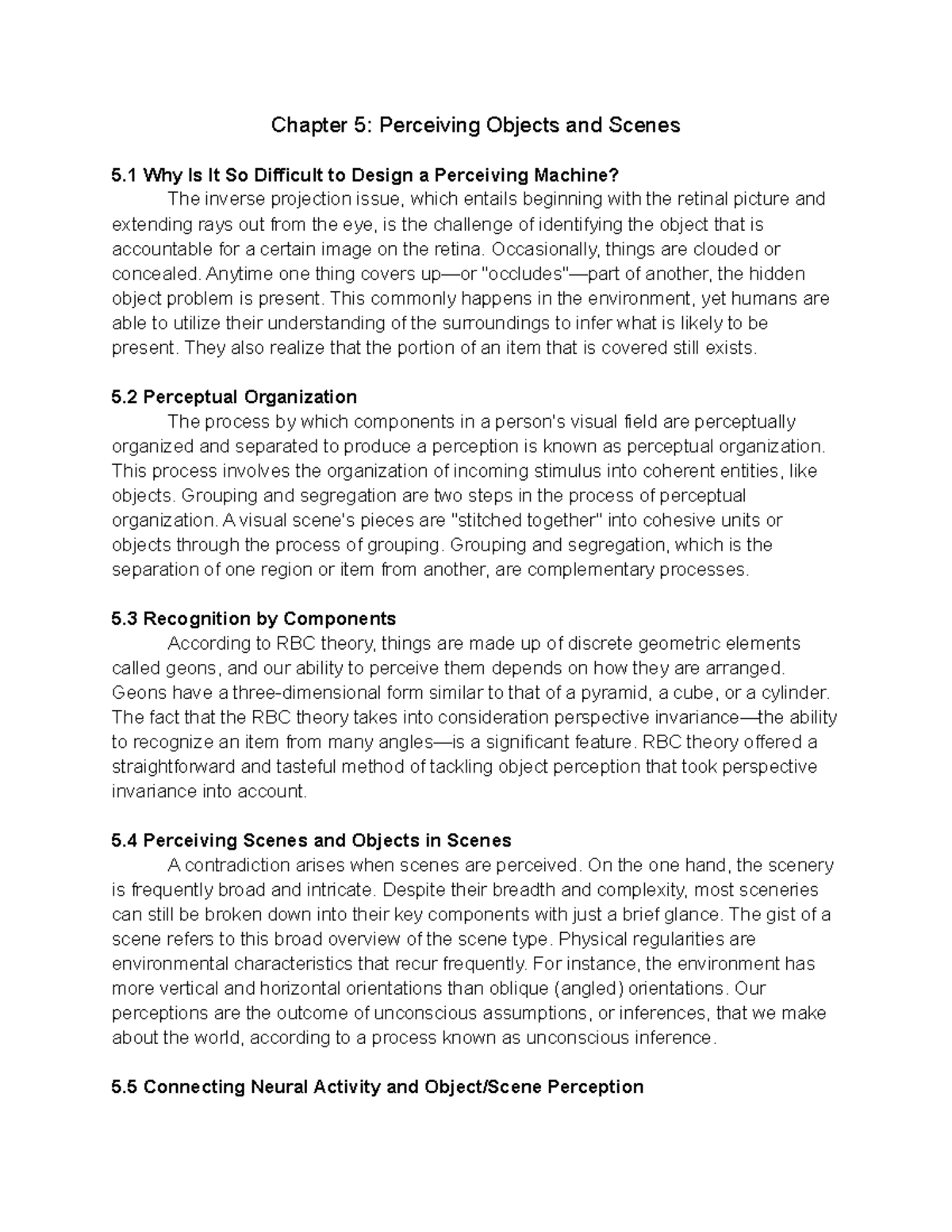 Perception Ch 5 Summary - EXP4204C - USF - Studocu