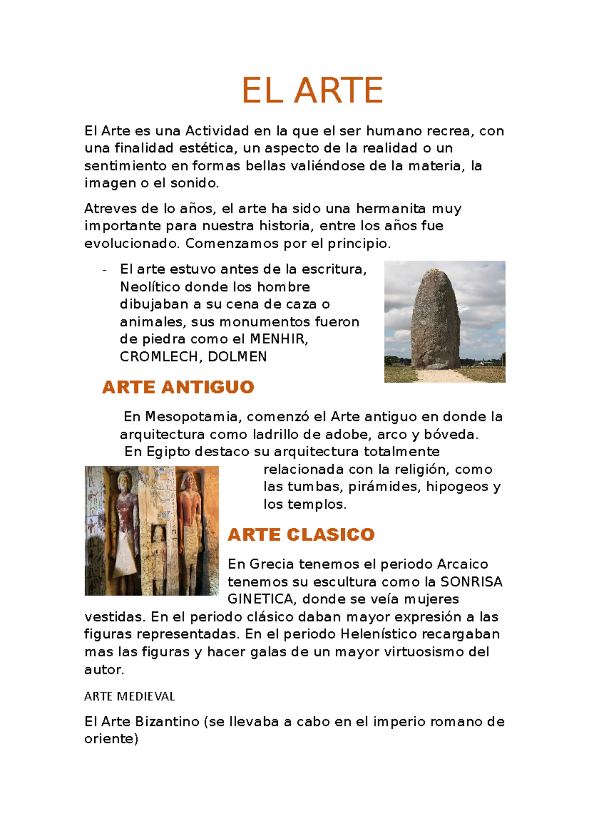 EL ARTE - espero te ayude - EL ARTE El Arte es una Actividad en la que ...