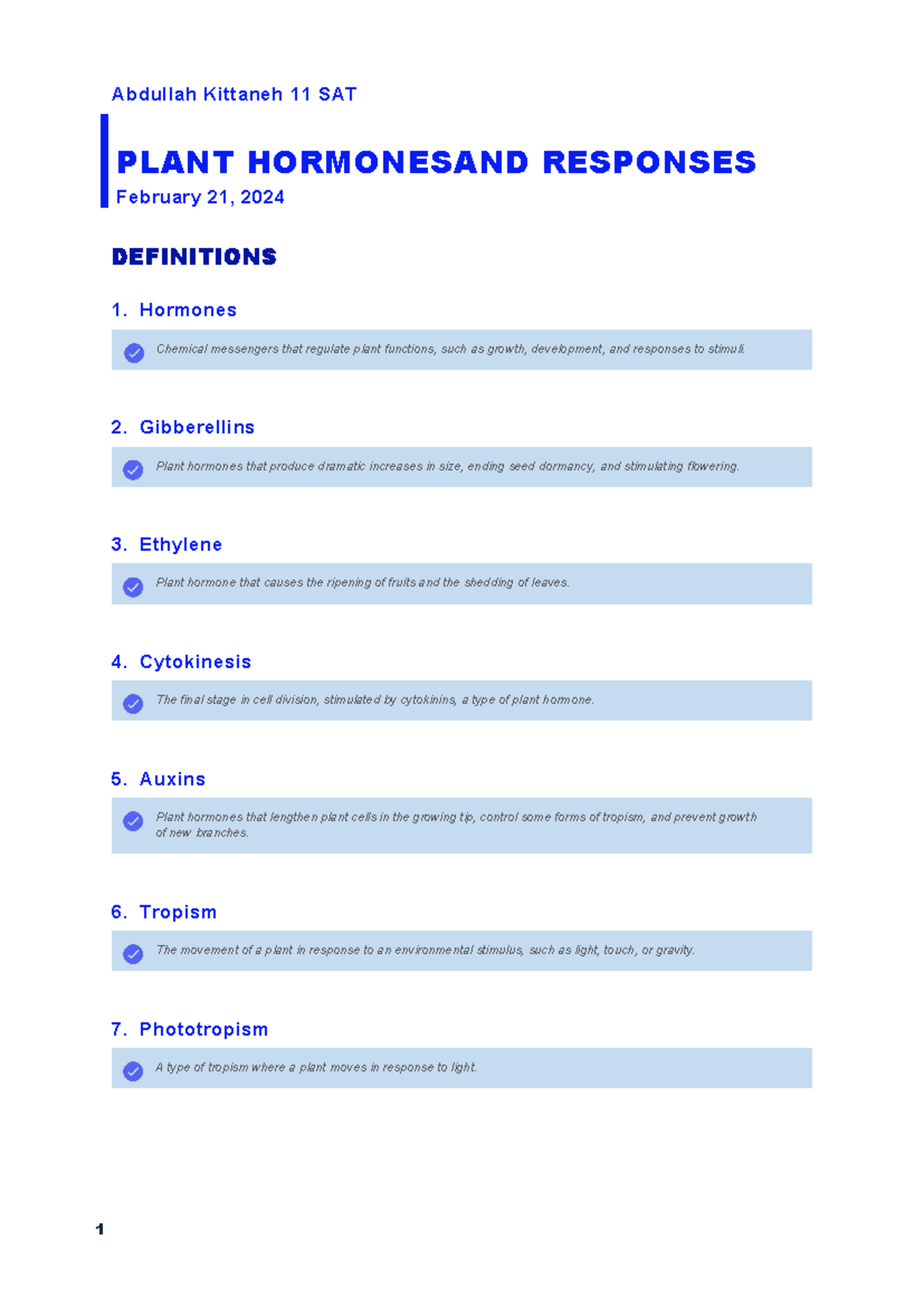 Plant Hormones - Abdullah Kittaneh 11 SAT PLANT HORMONESAND RESPONSES ...