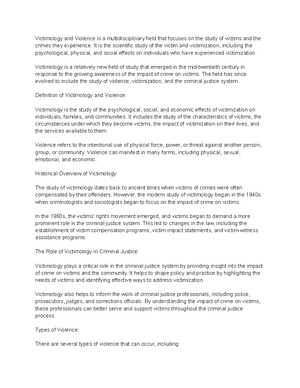 The Future of Victimology - Victimology has evolved significantly over ...