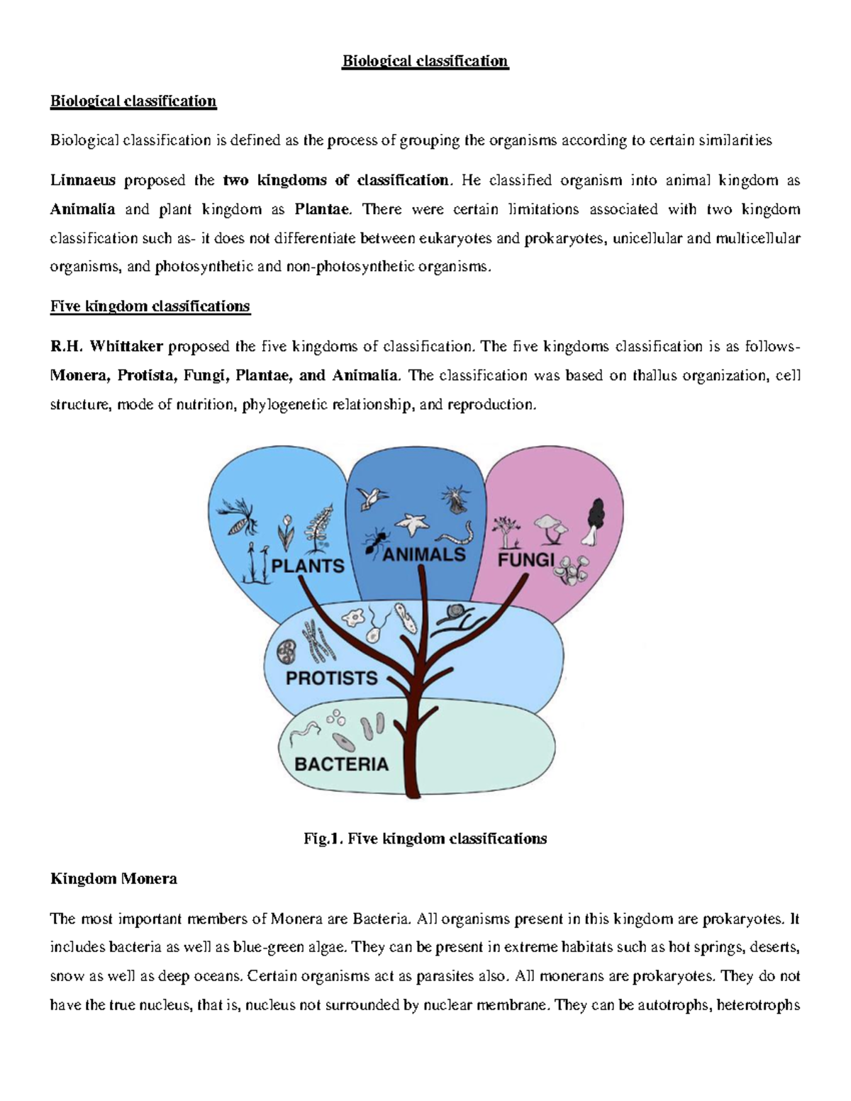 Chapter 2 - Biological classification - Biological classification ...
