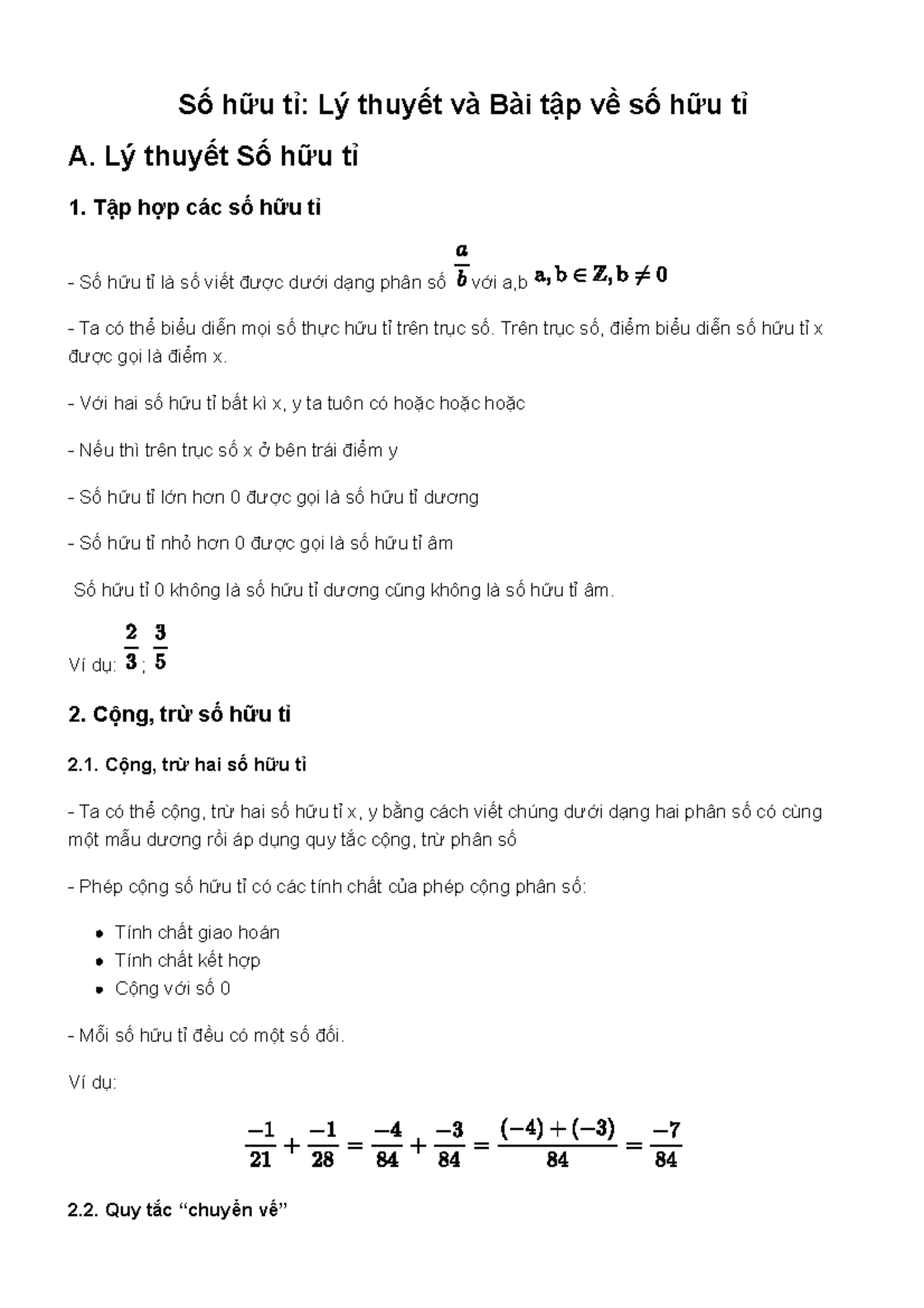 Bai tap ve so huu ti - Nguyên hàm tích phân - Số hữu tỉ: Lý thuyết và ...
