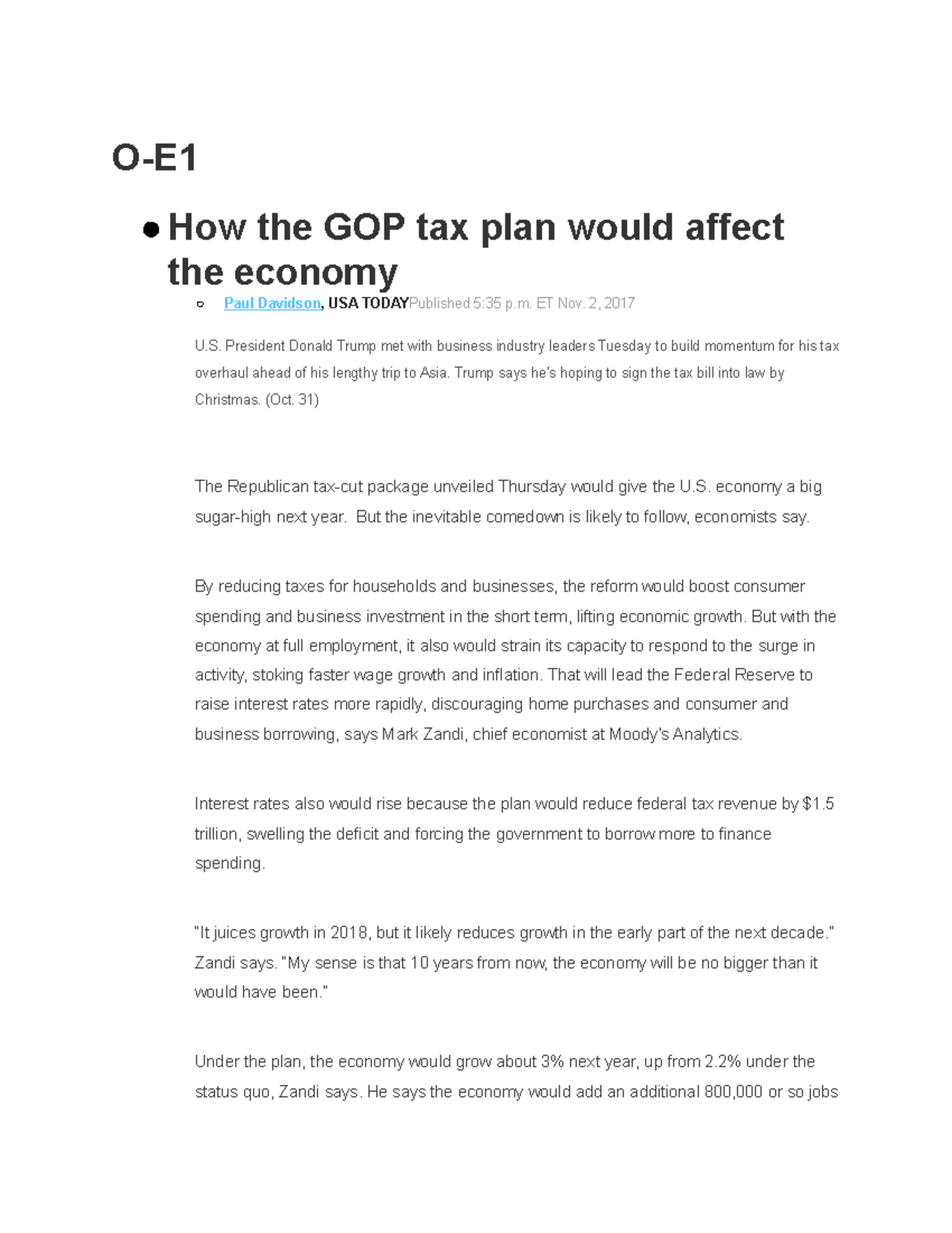 1-5 Open Domestic - O-E How the GOP tax plan would affect the economy ...