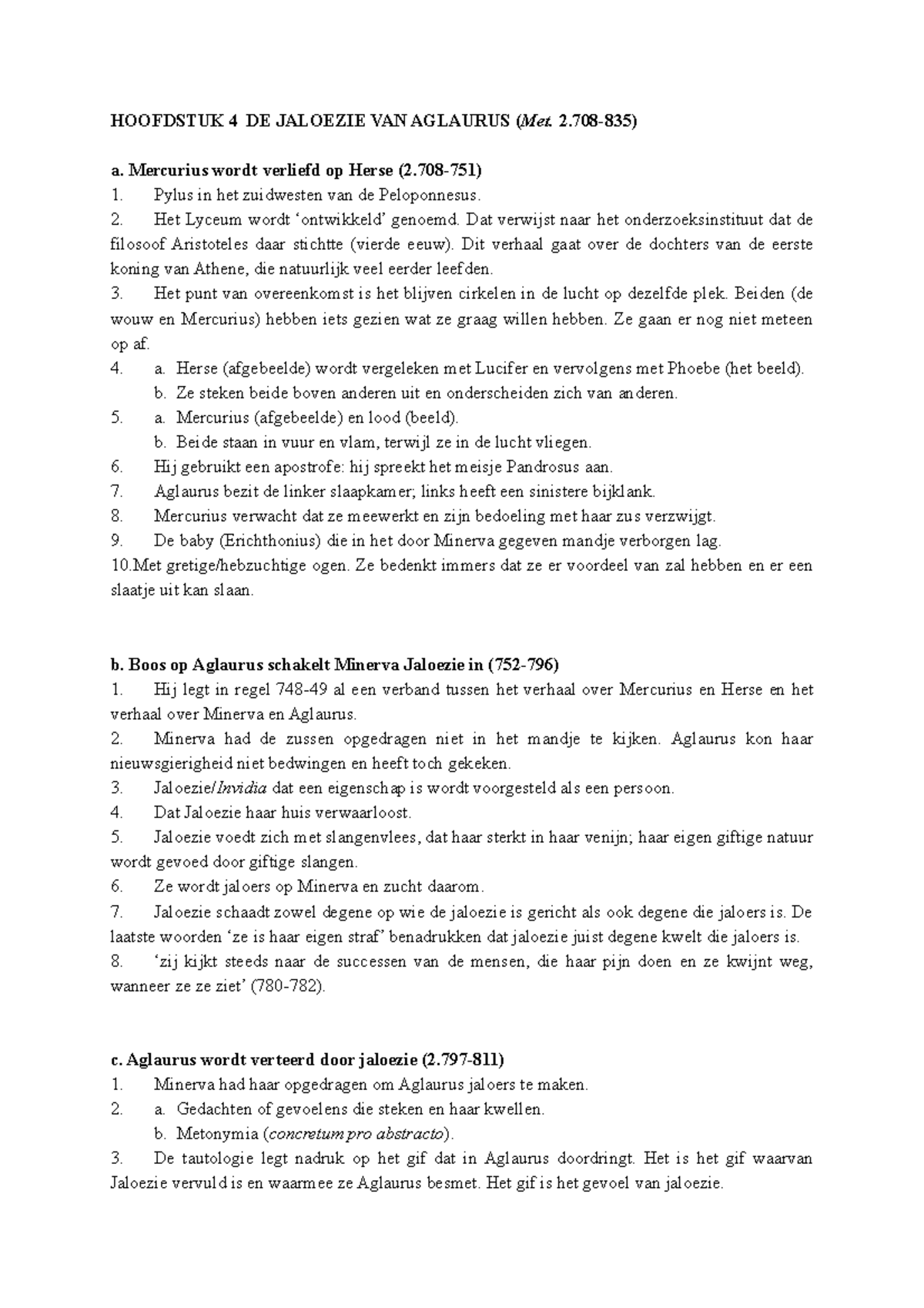 Antwoorden-hfs-4 - cxvb - HOOFDSTUK 4 DE JALOEZIE VAN AGLAURUS (Met. 2 ...