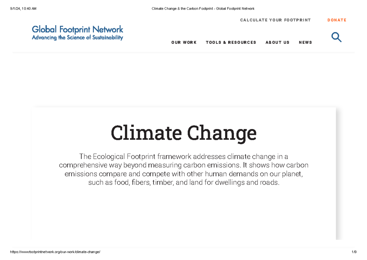 Climate Change & the Carbon Footprint - Global Footprint Network ...