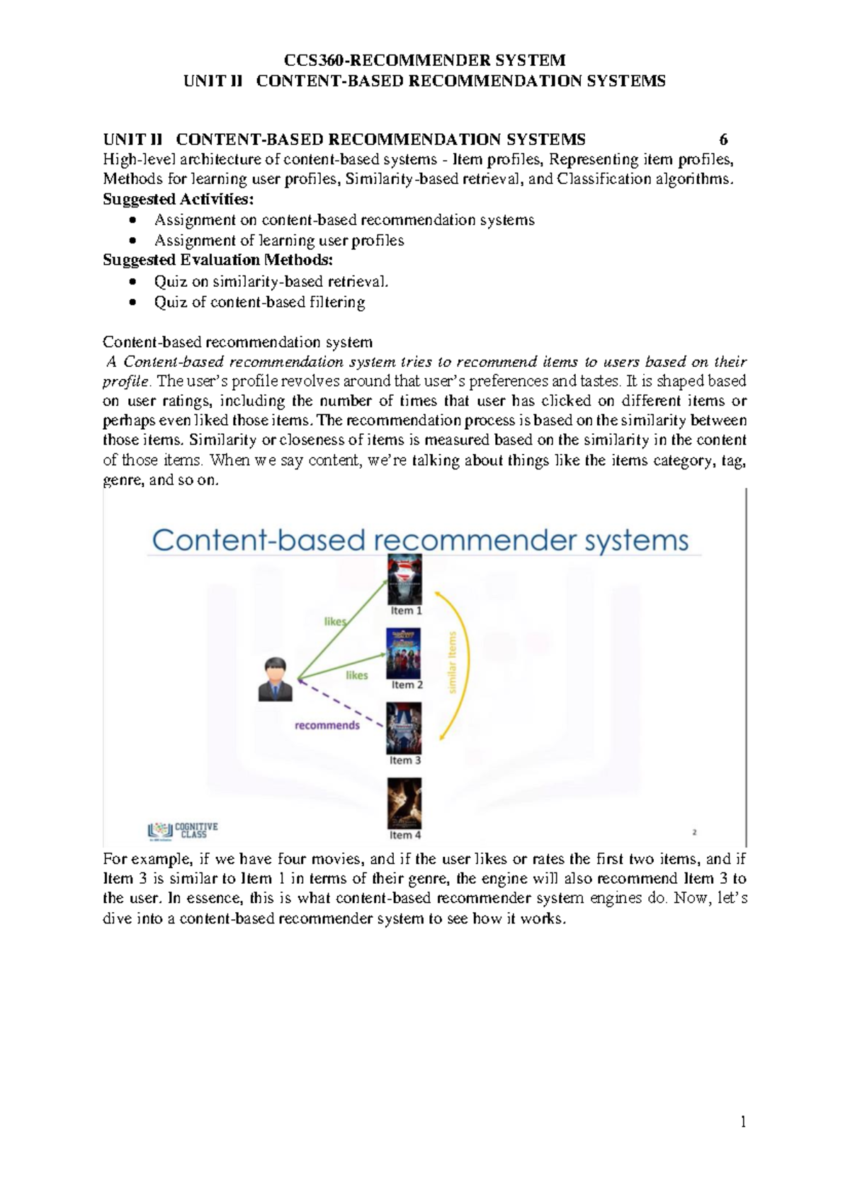UNIT II Content- Based Recommendation Systems - UNIT II CONTENT-BASED RECOMMENDATION SYSTEMS ...