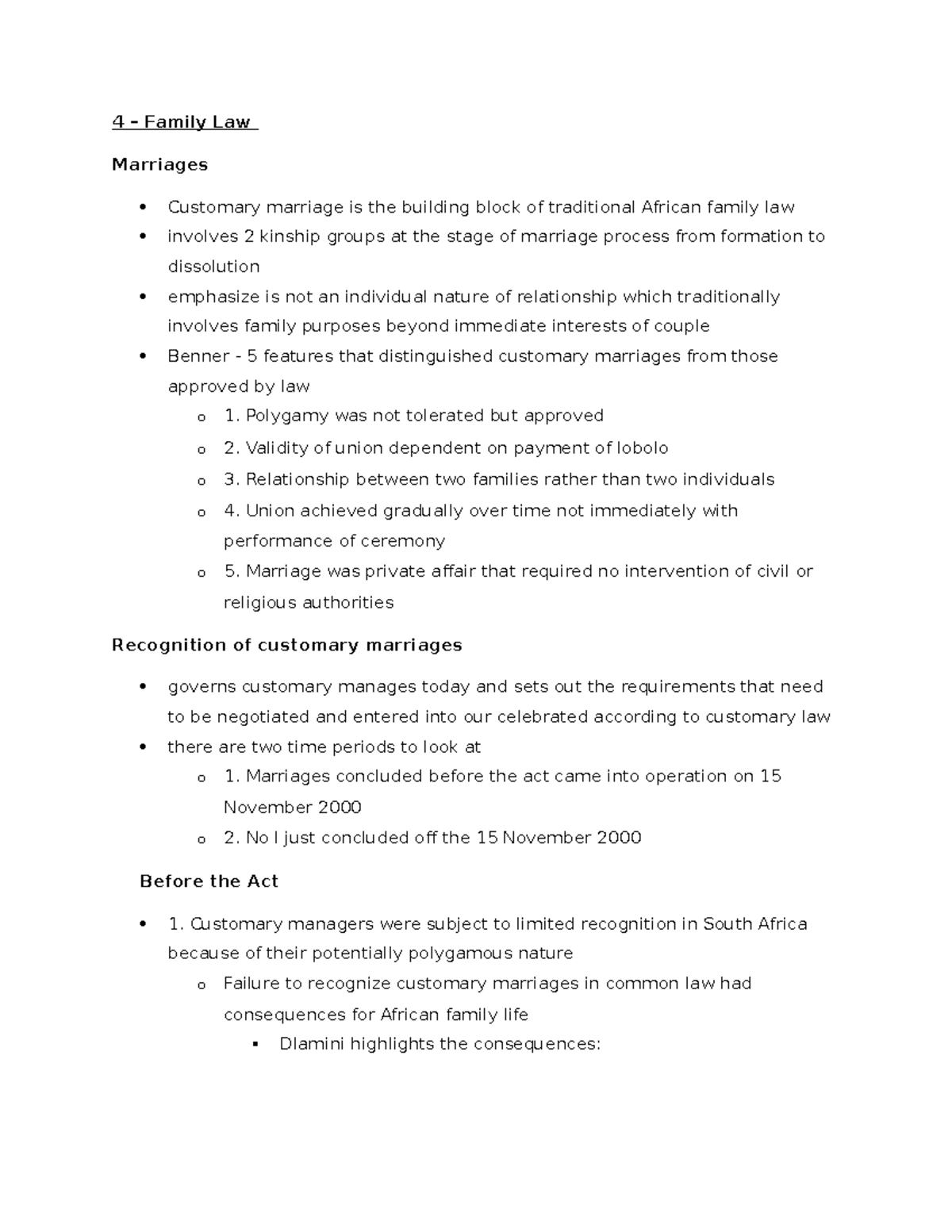 Topic 4 - Family Law - Textbook Summary and Case law - 4 – Family Law ...