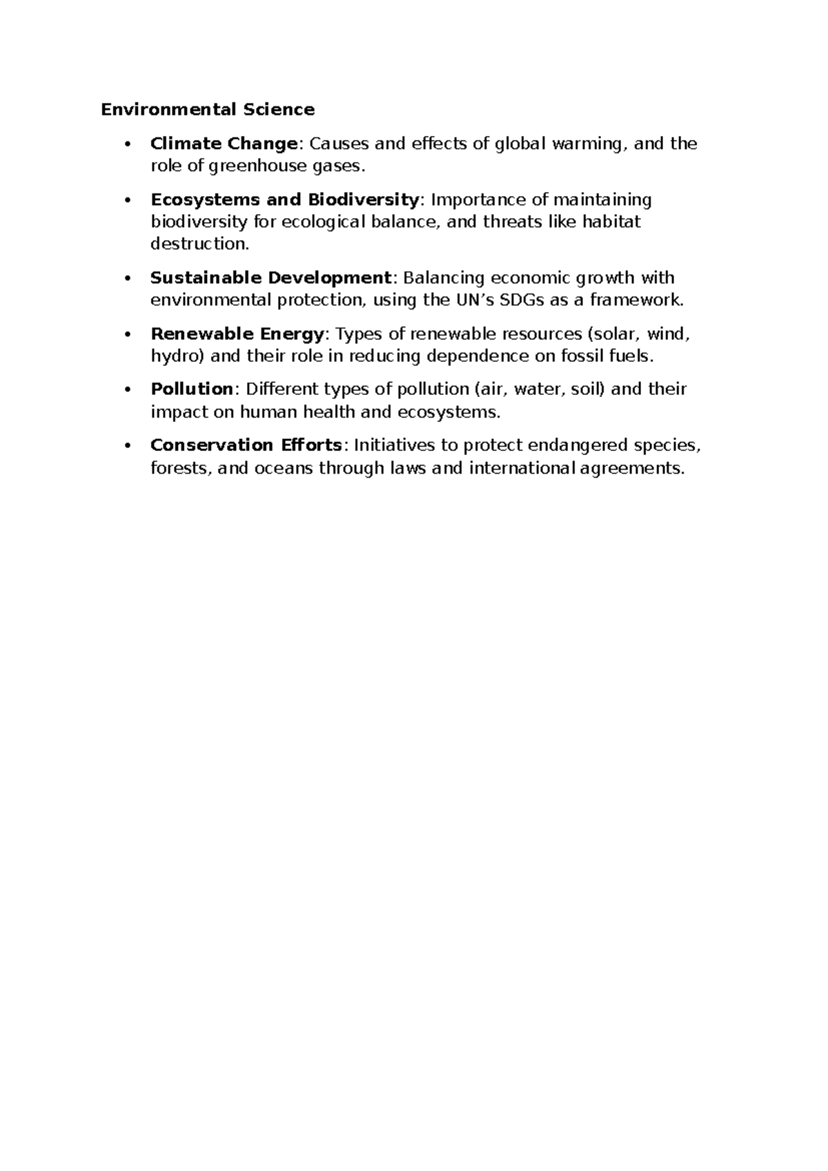 Environmental Science Exam Notes - Environmental Science Climate Change ...