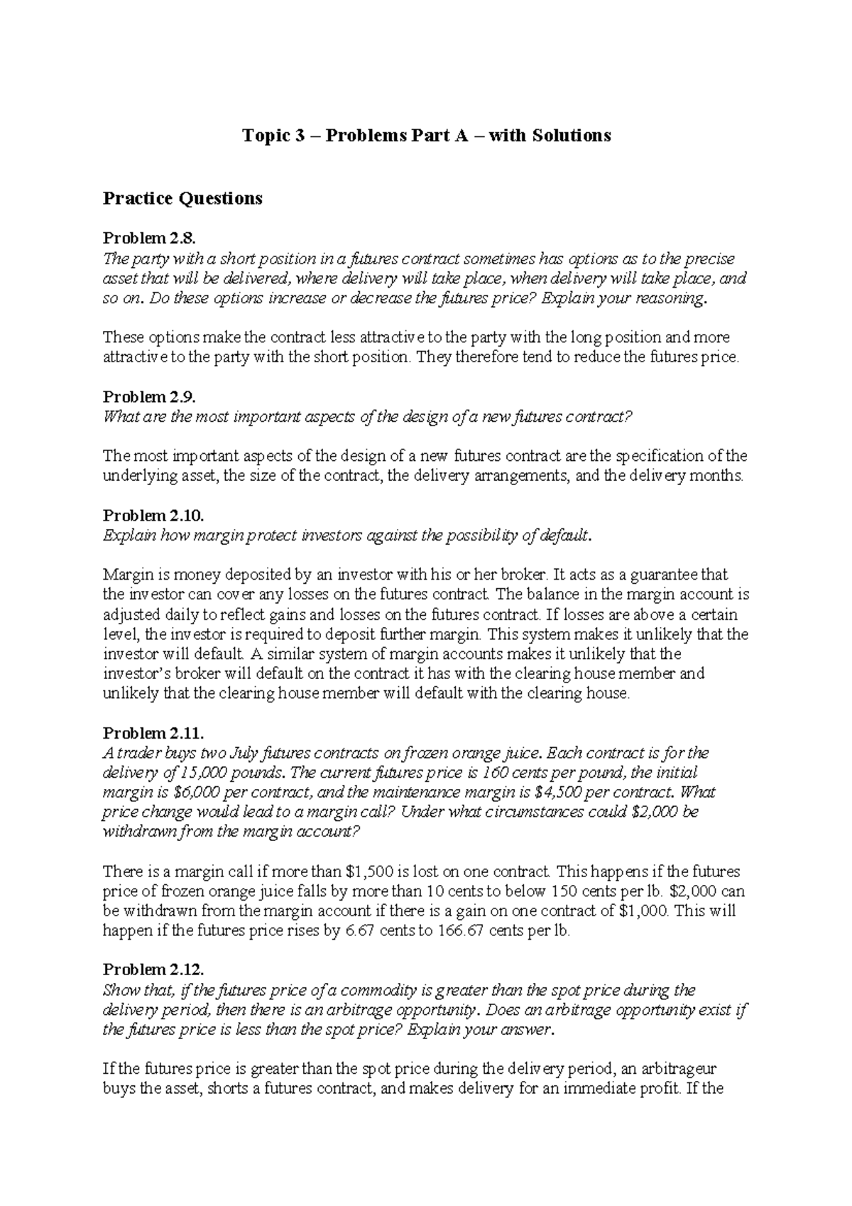 Topic 3 - Problems part A - with solutions - Topic 3 – Problems Part A ...